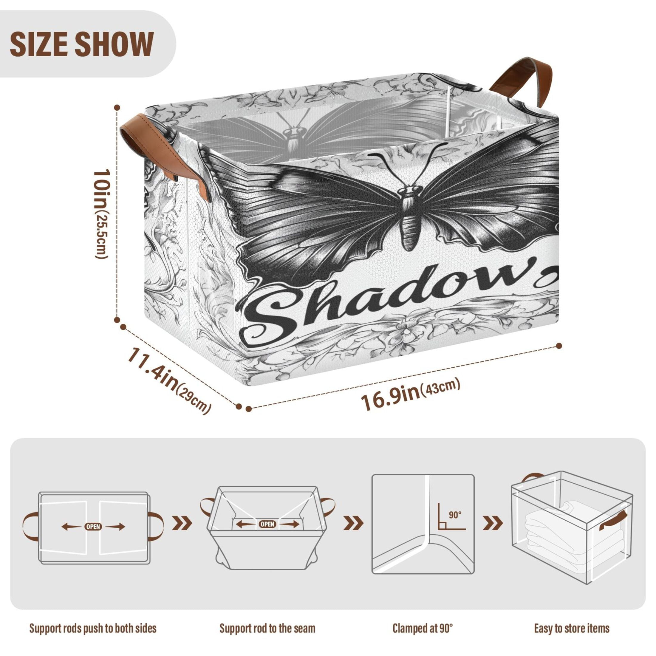 BZSMCE Collapsible Fabric Cube Storage Bins Illustration Of Butterfly ...