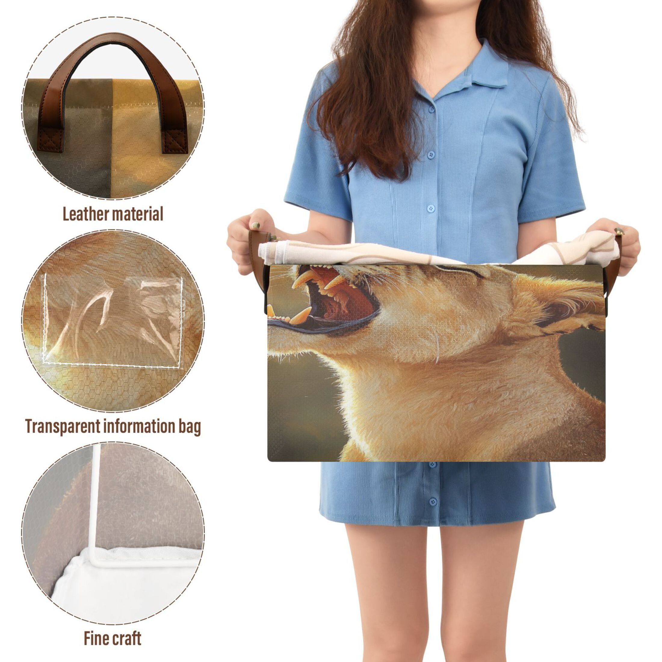 BZSMCE Collapsible Fabric Cube Storage Bins Lioness Showing Teeth ...