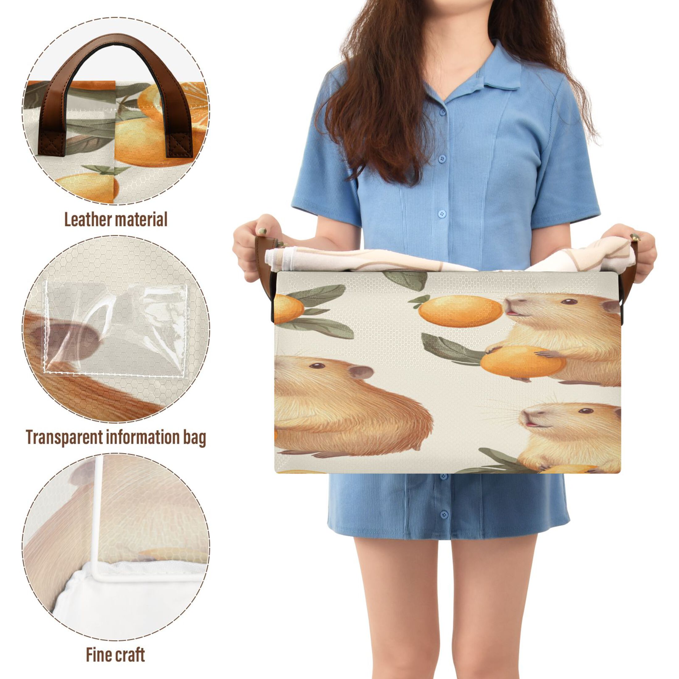 BZSMCE Collapsible Fabric Cube Storage Bins Orange Mice Design Pattern ...