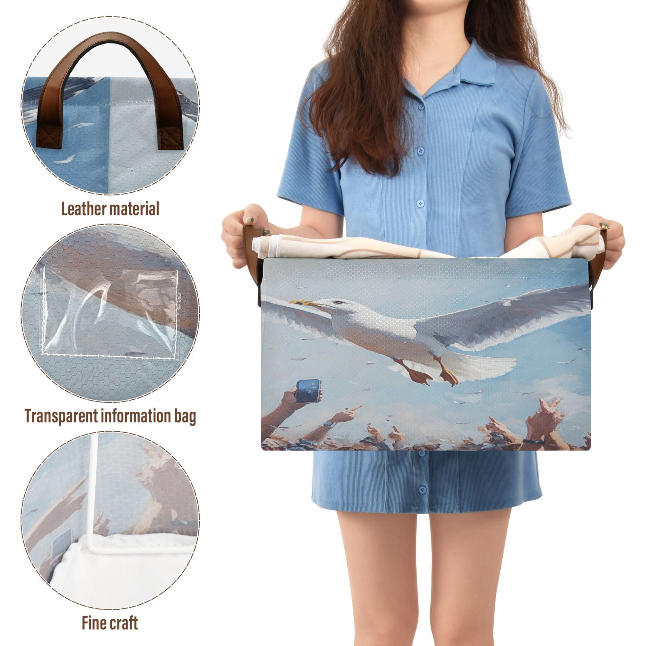 BZSMCE Collapsible Fabric Cube Storage Bins Painting Of A Seagull ...