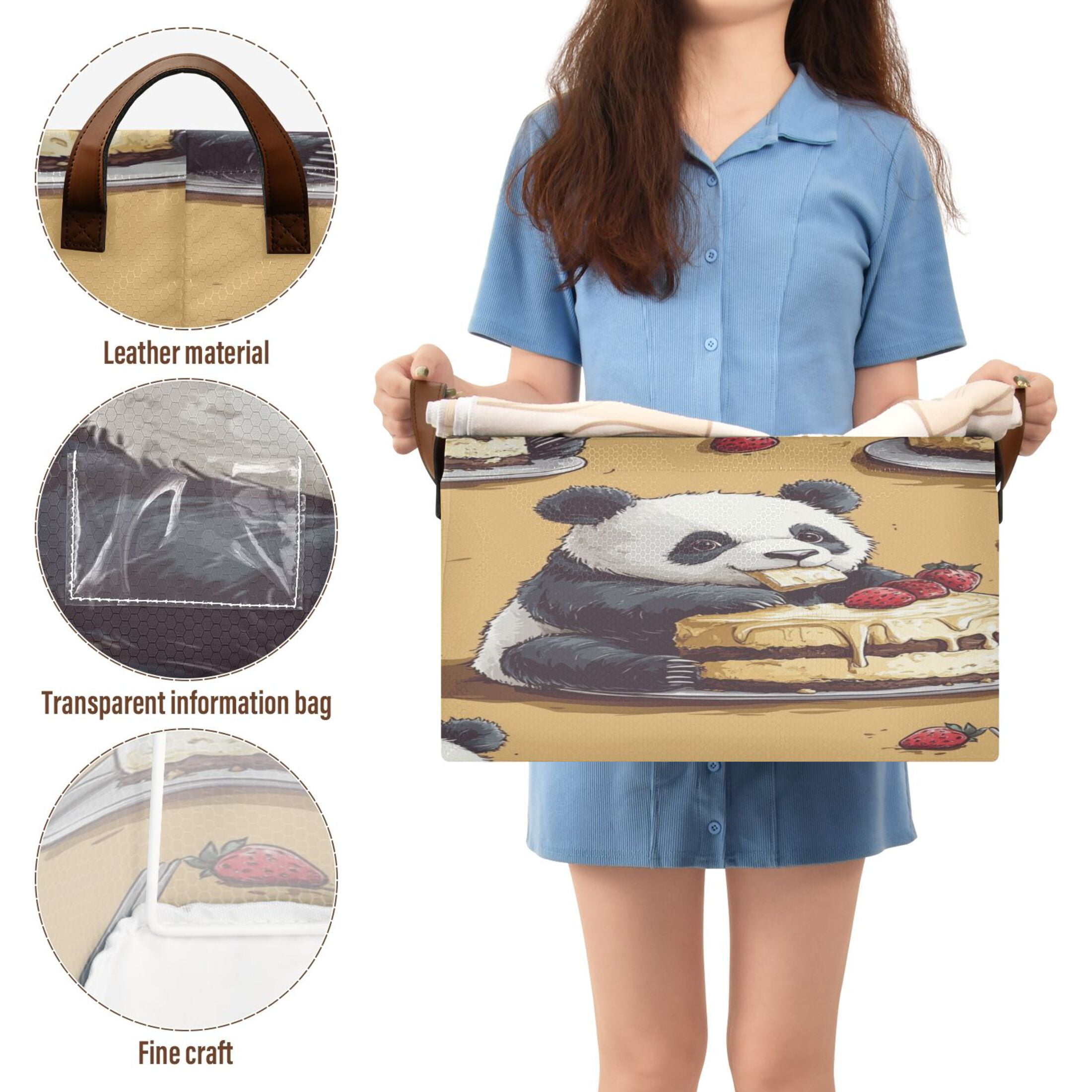 BZSMCE Collapsible Fabric Cube Storage Bins Panda Eat Cake Design ...