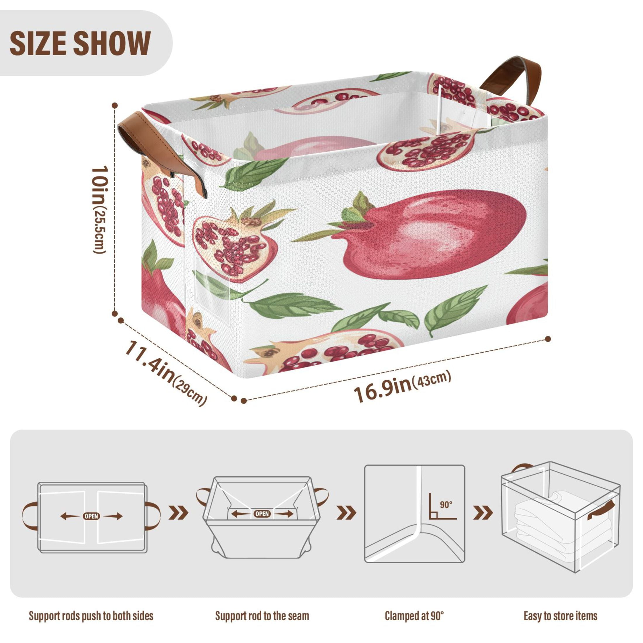 BZSMCE Collapsible Fabric Cube Storage Bins Plump Pomegranate Design ...