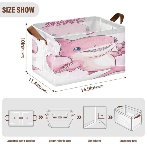 BZSMCE Collapsible Fabric Cube Storage Bins Pugilism Cute Shark Design ...