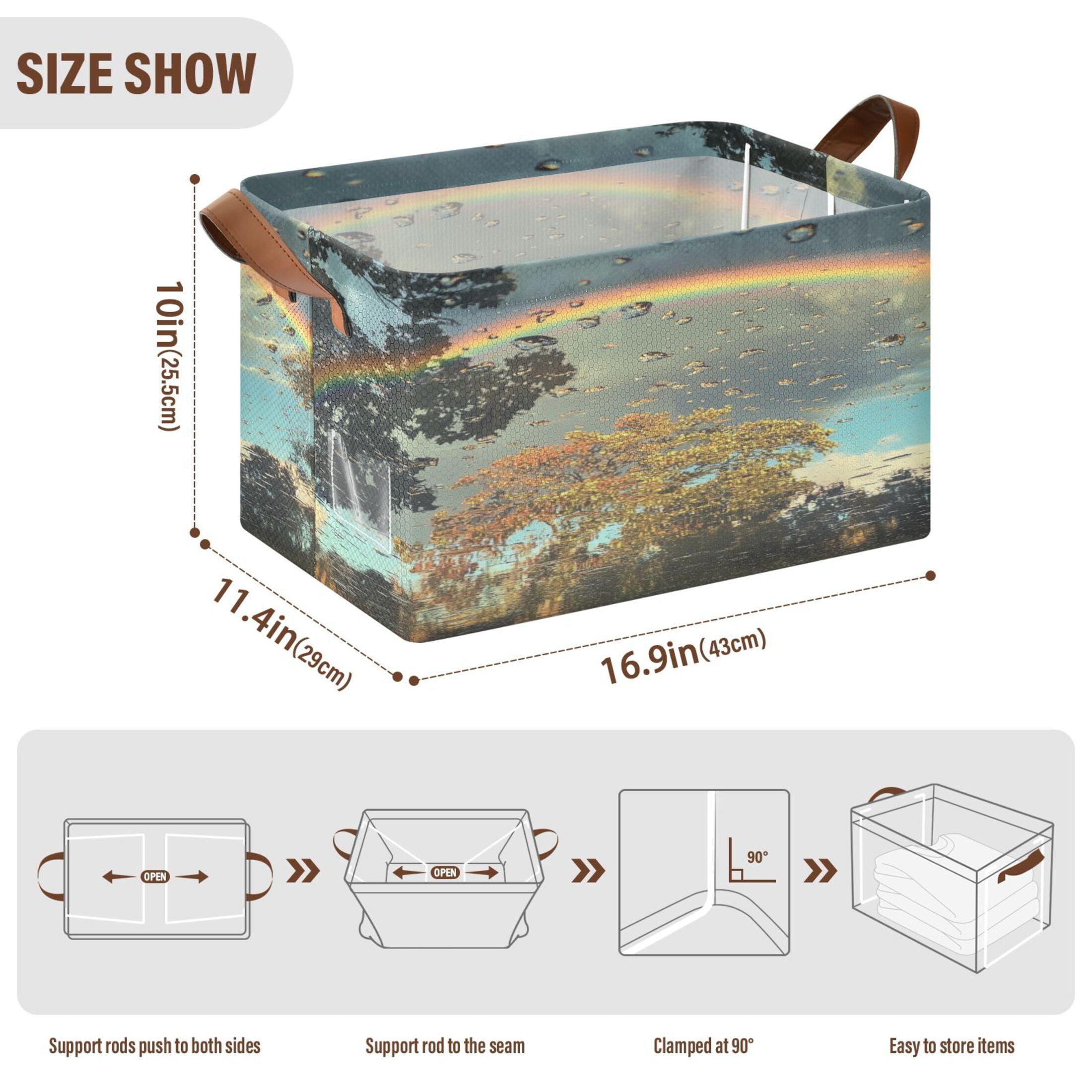 BZSMCE Collapsible Fabric Cube Storage Bins Rainbow Design Pattern ...