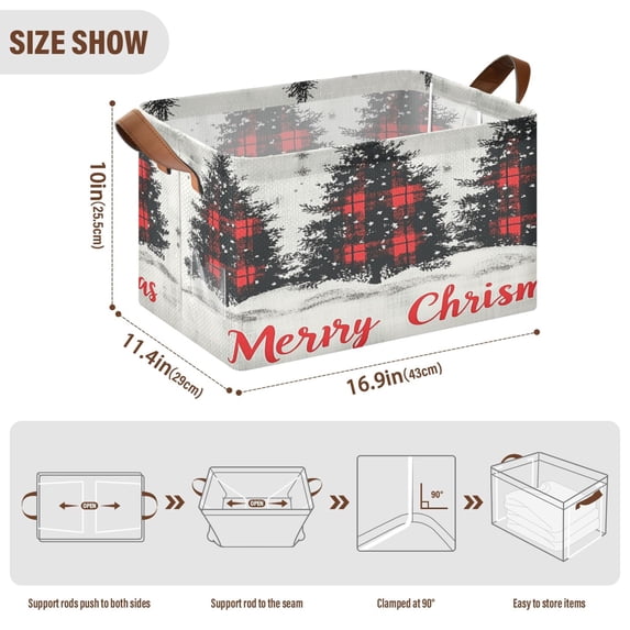 BZSMCE Collapsible Fabric Cube Storage Bins Red Black Buffalo Plaid ...