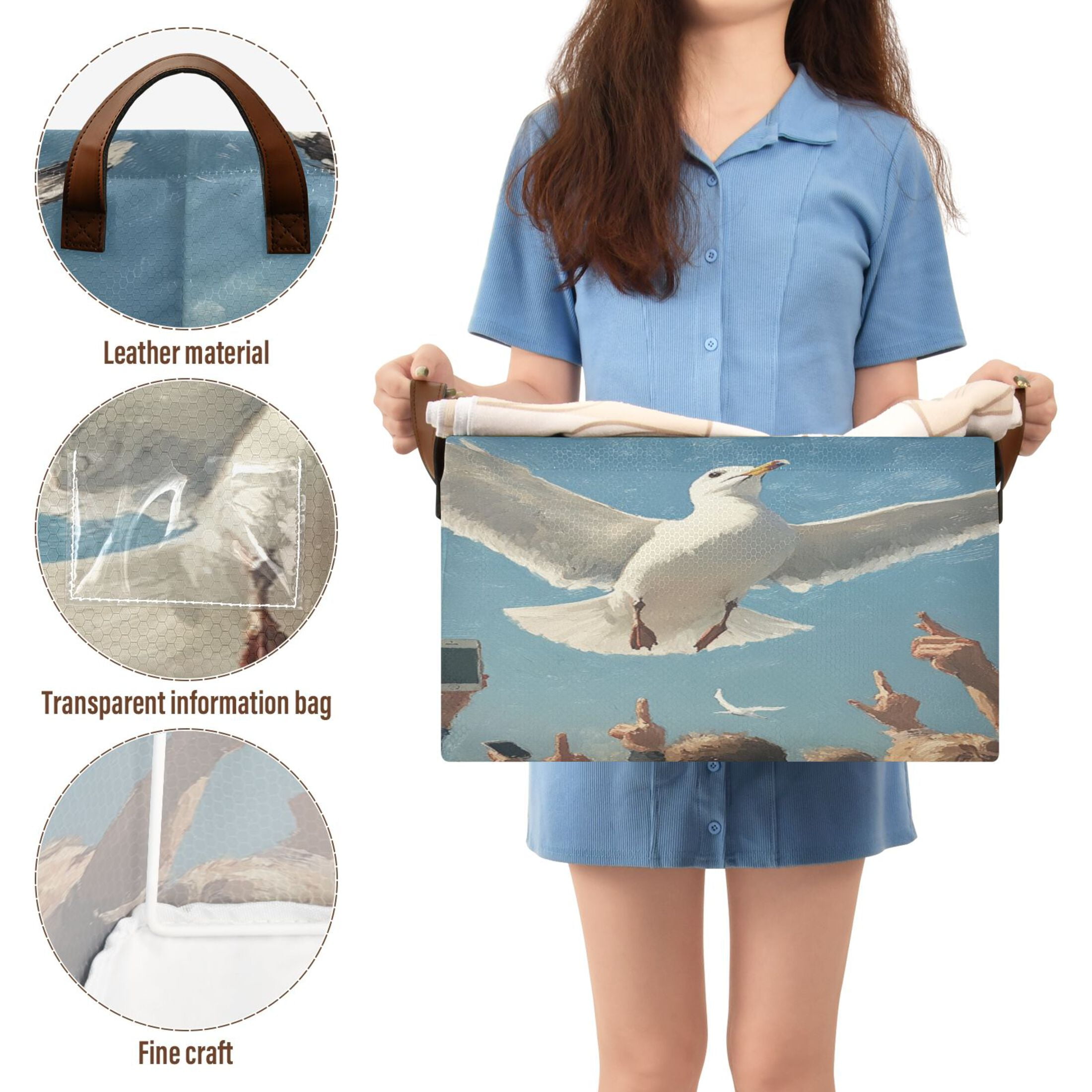 BZSMCE Collapsible Fabric Cube Storage Bins Seagull Flying on Sky ...