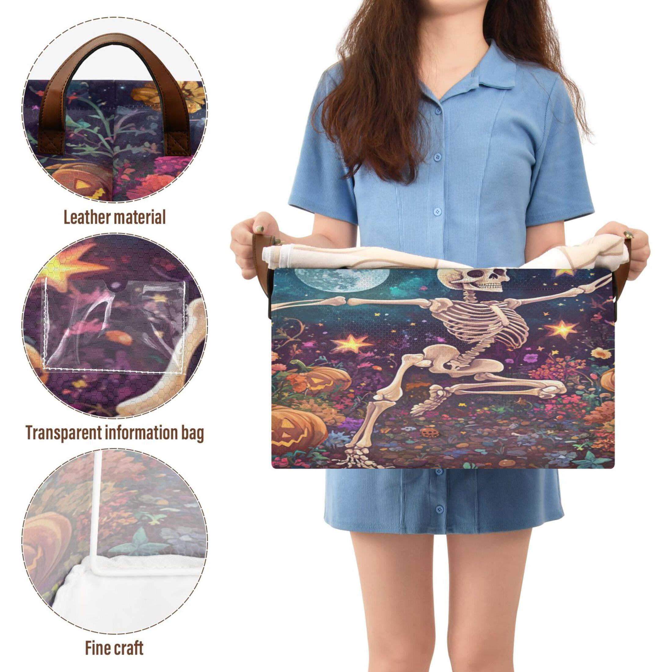 BZSMCE Collapsible Fabric Cube Storage Bins Skeleton Dancer Pattern ...