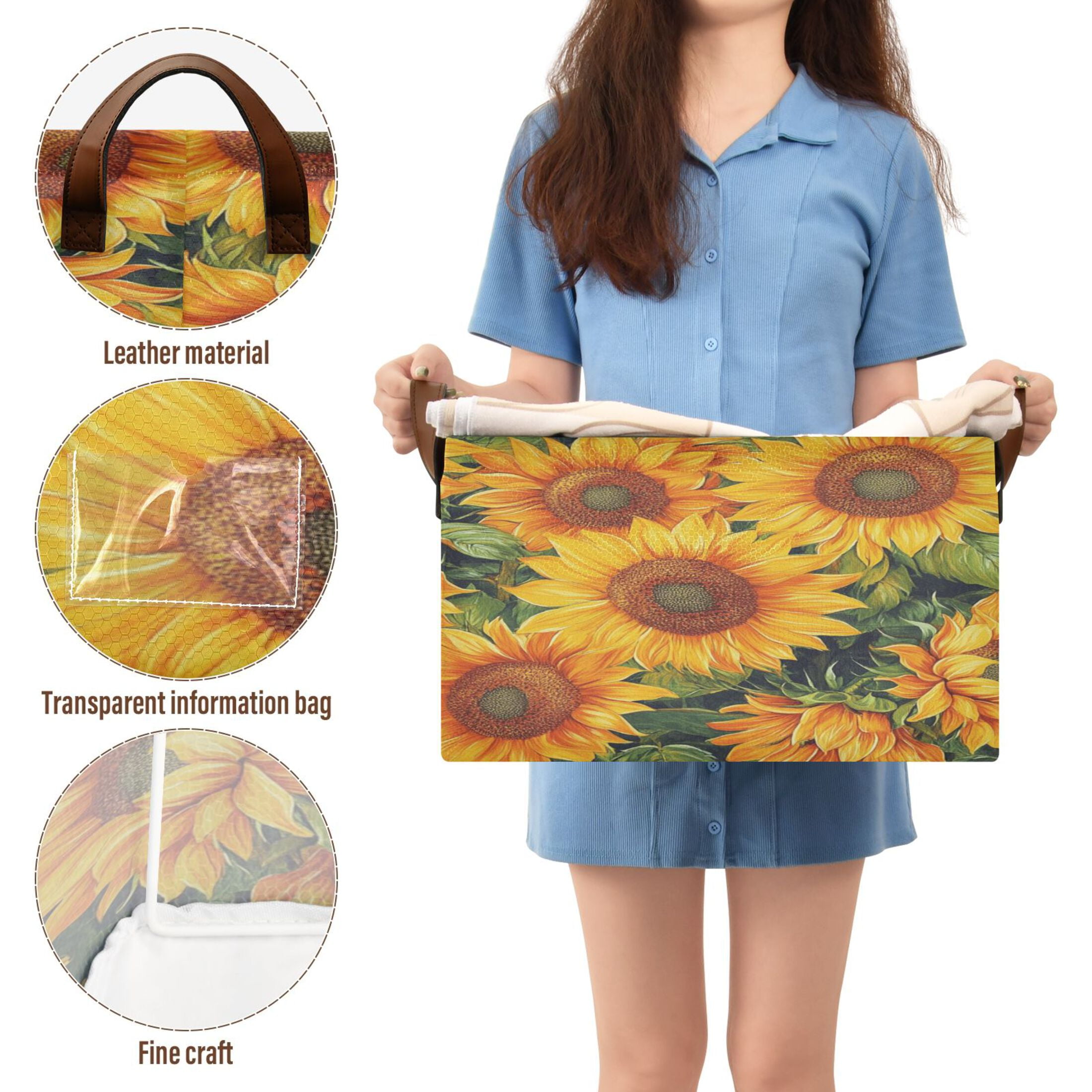 BZSMCE Collapsible Fabric Cube Storage Bins Sunflower Design Pattern ...