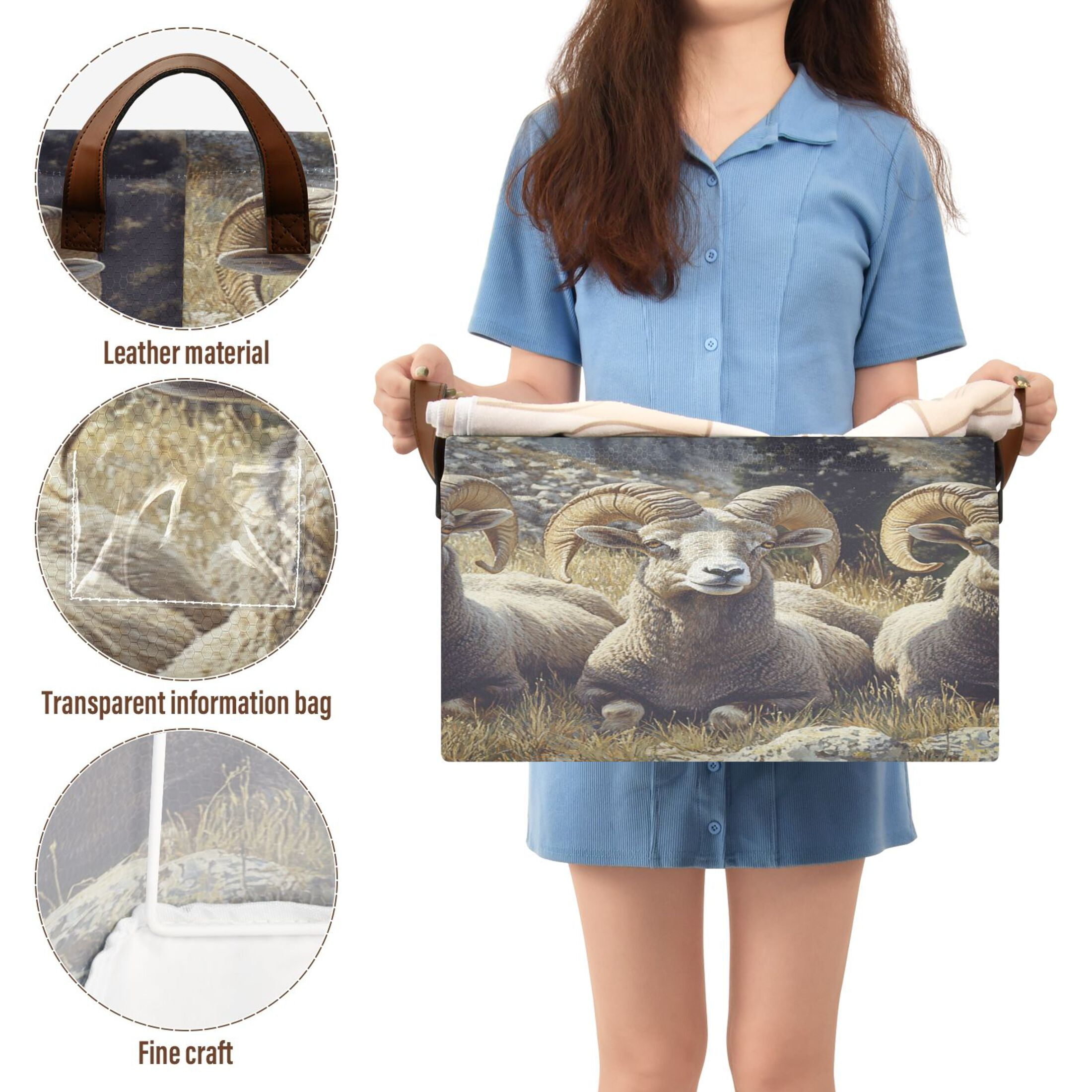 BZSMCE Collapsible Fabric Cube Storage Bins Three Bighorn Sheep Lying ...