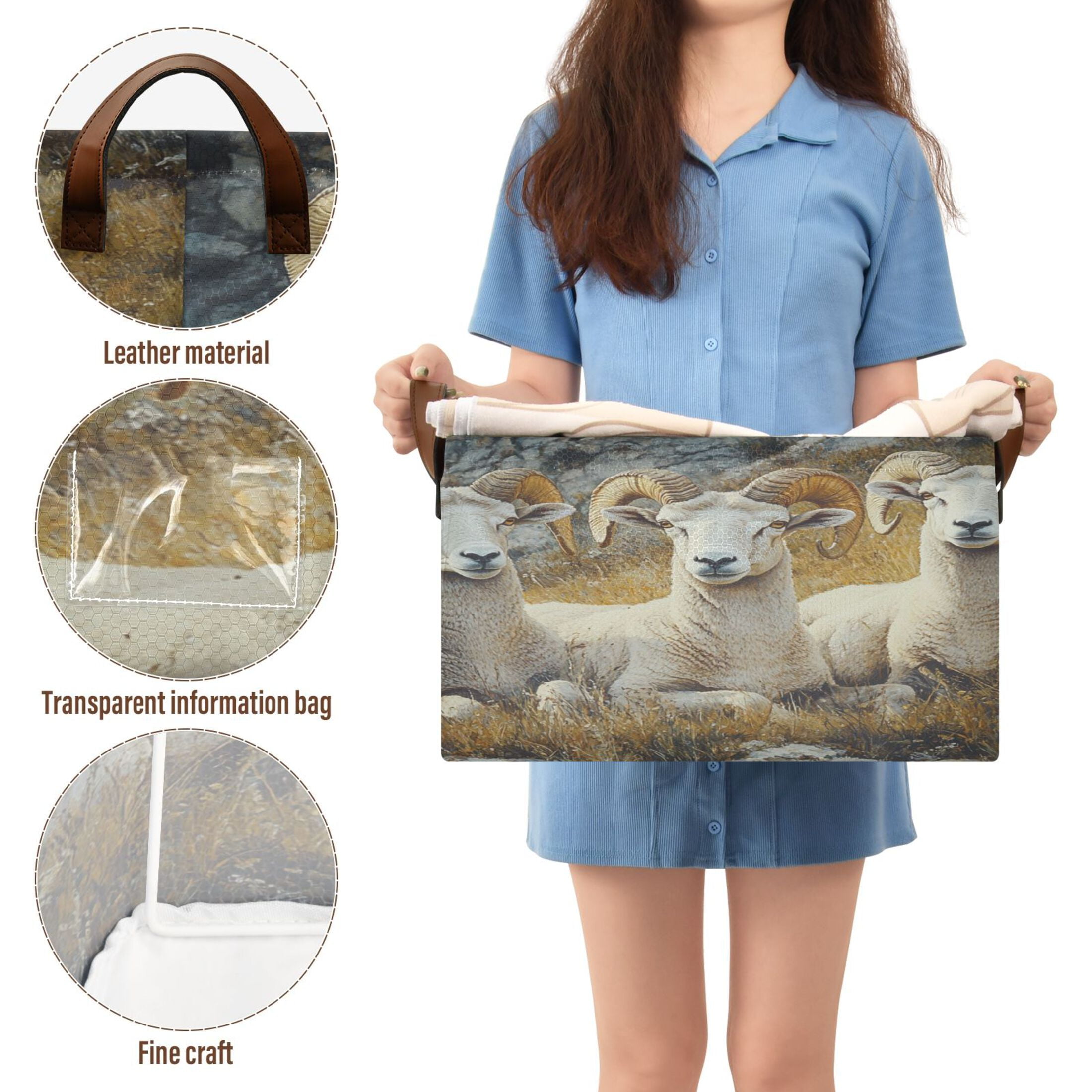 BZSMCE Collapsible Fabric Cube Storage Bins Three Bighorn Sheep ...