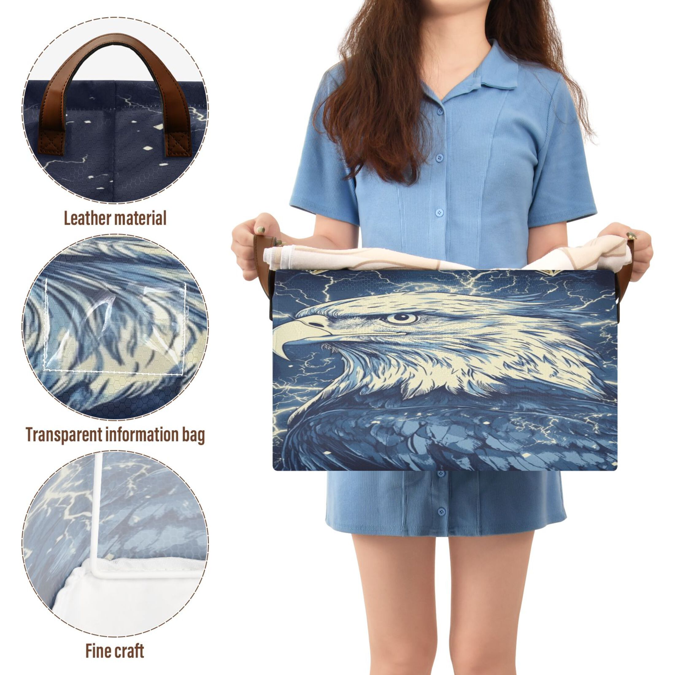 BZSMCE Collapsible Fabric Cube Storage Bins Thunder Eagle Pattern ...