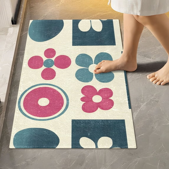 BZSMCE Color Tile White Pattern Pattern Pattern 2-Piece Non-Slip ...