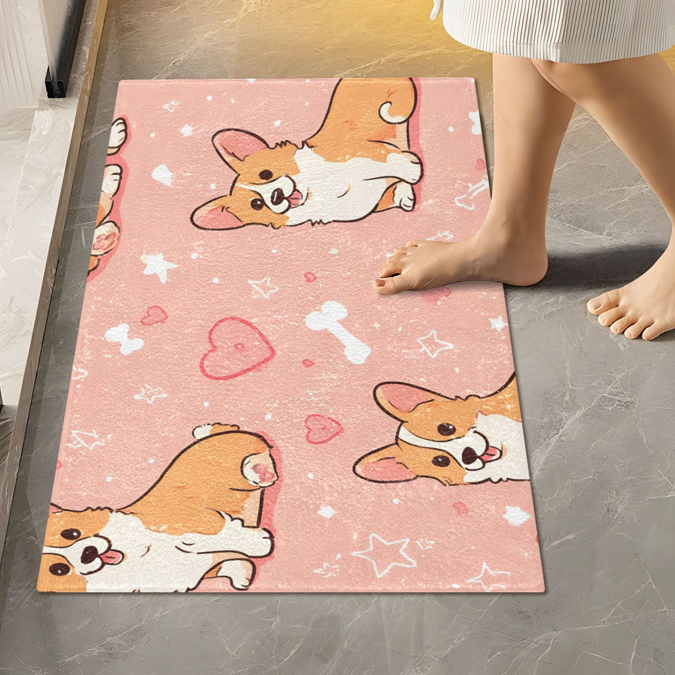 BZSMCE Corgi Love Pattern Pattern 2-Piece Non-Slip Absorbent Bathroom ...