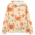 BZSMCE Crab Flower Orange Pattern Print Hoodie Casual Pullover ...