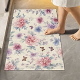 BZSMCE Cream Flutter Pattern 2-Piece Non-Slip Absorbent Bathroom Rug ...