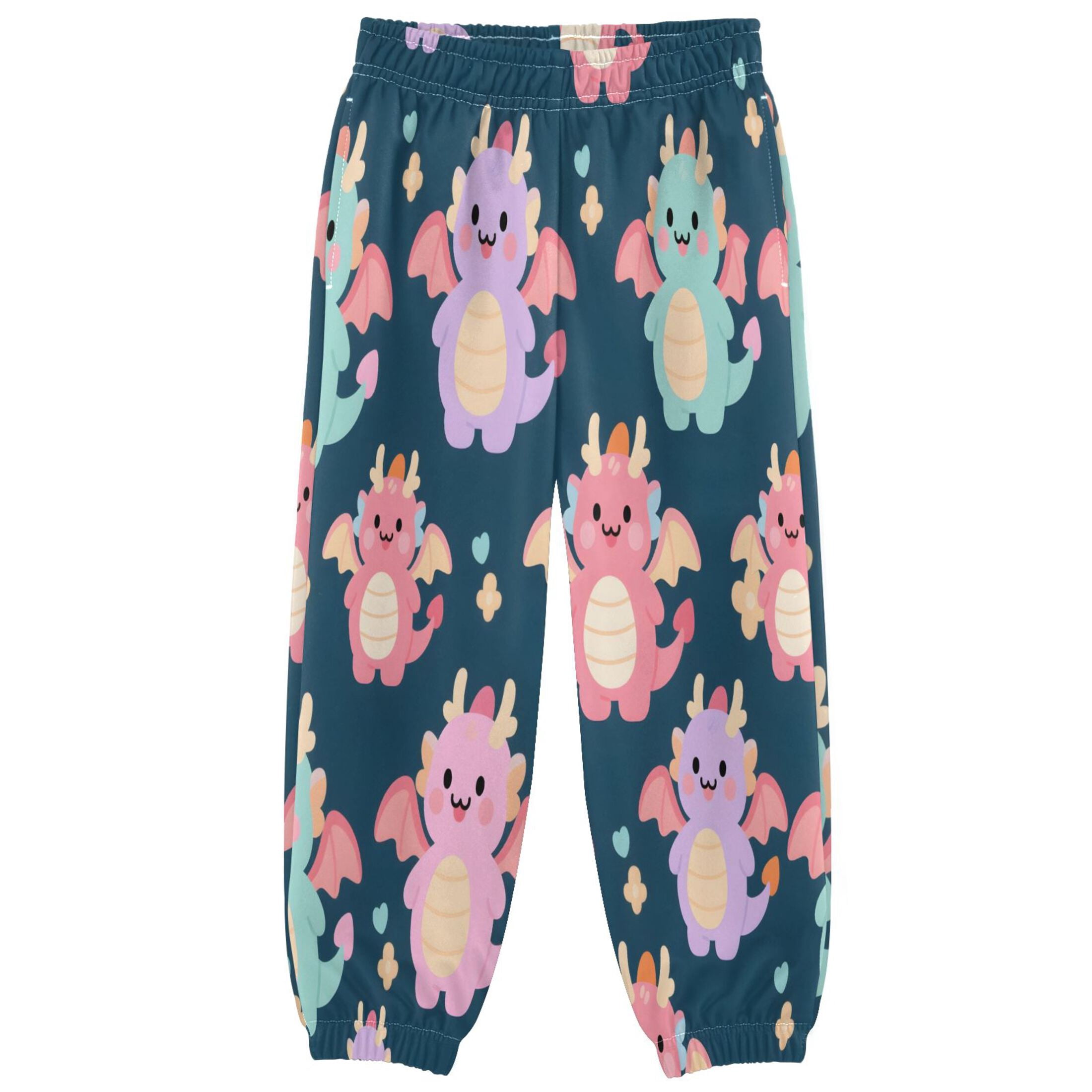BZSMCE Cute Dinosaur Pattern Print Elastic Waist Jogger Pants ...