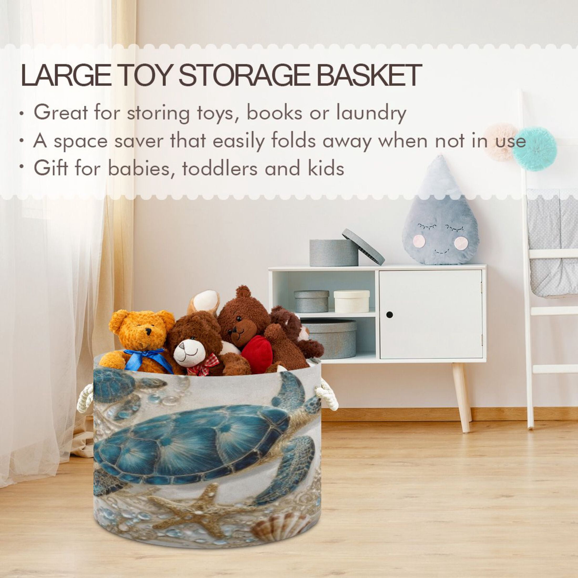 BZSMCE Decorative Storage Open Bins 20x14in In Azure Jeweled Turtle ...