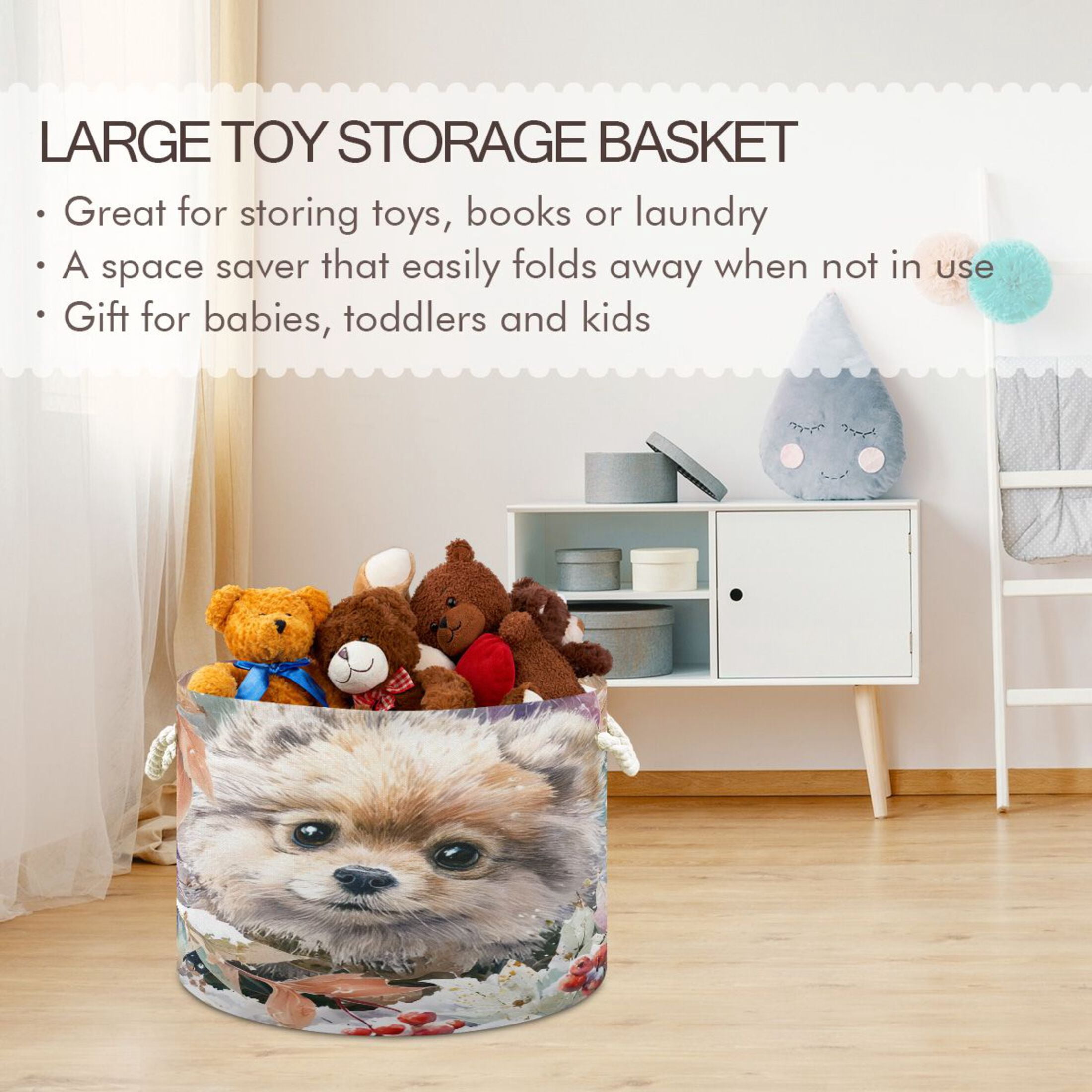 BZSMCE Decorative Storage Open Bins 20x14in In Berry Pup Printed ...