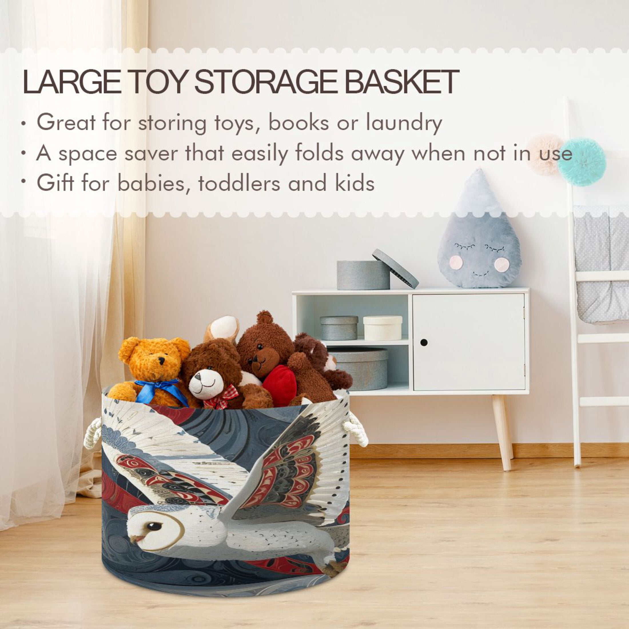 BZSMCE Decorative Storage Open Bins 20x14in In Crimson-pattern Owl ...
