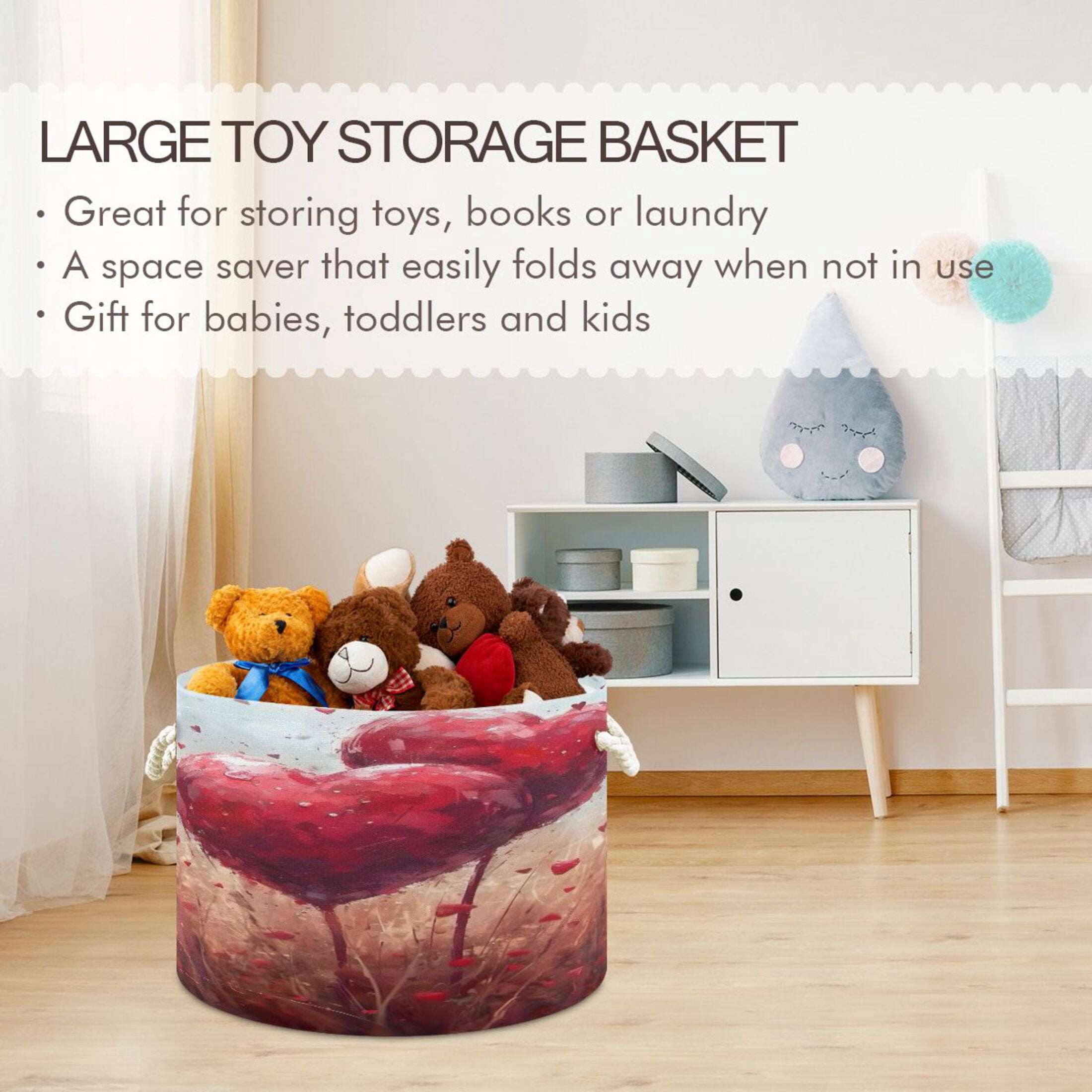 BZSMCE Decorative Storage Open Bins 20x14in In Red Heart Balloons ...