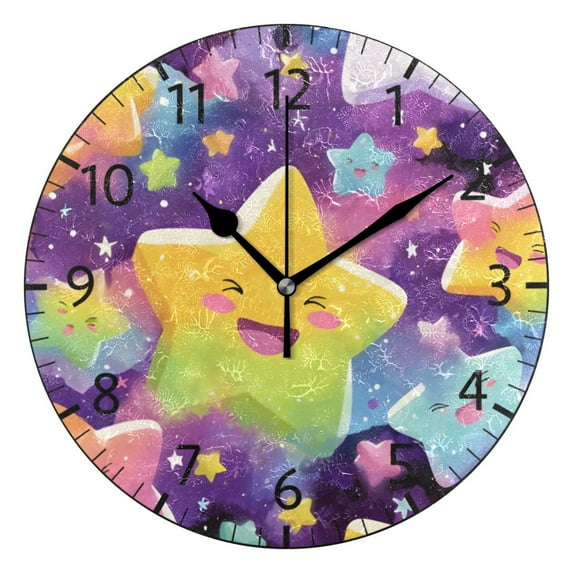 BZSMCE Decorative Wall Clock Size：25cm Cheerful Star Bunch Pattern ...
