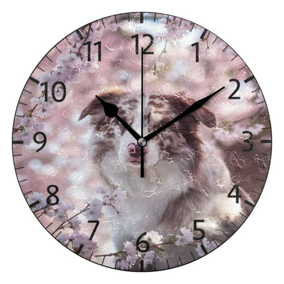 BZSMCE Decorative Wall Clock Size：25cm Cherry Blossom Pattern - Walmart.com