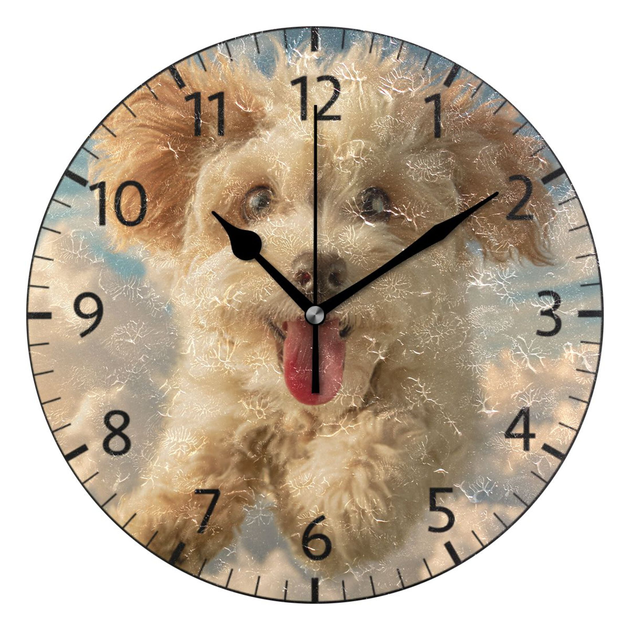BZSMCE Decorative Wall Clock Size：25cm Fluffy Cloud Curly Pup Pattern ...