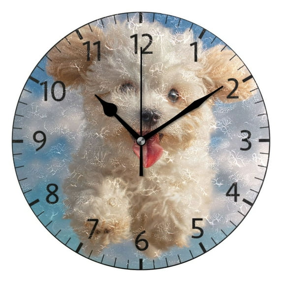 BZSMCE Decorative Wall Clock Size：25cm Sky Cloud Curly Pup Pattern ...