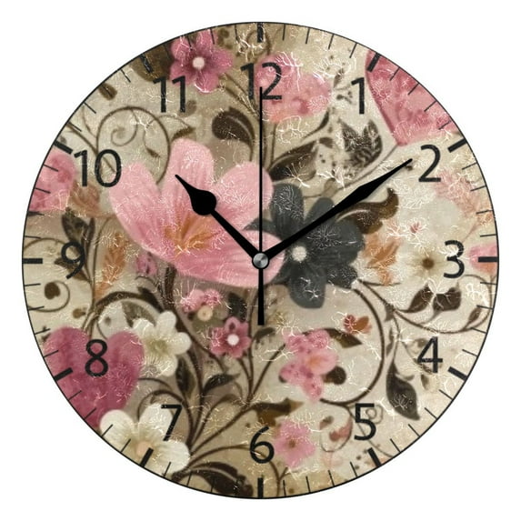 BZSMCE Decorative Wall Clock Size：25cm Vintage Floral Heart Whimsy ...