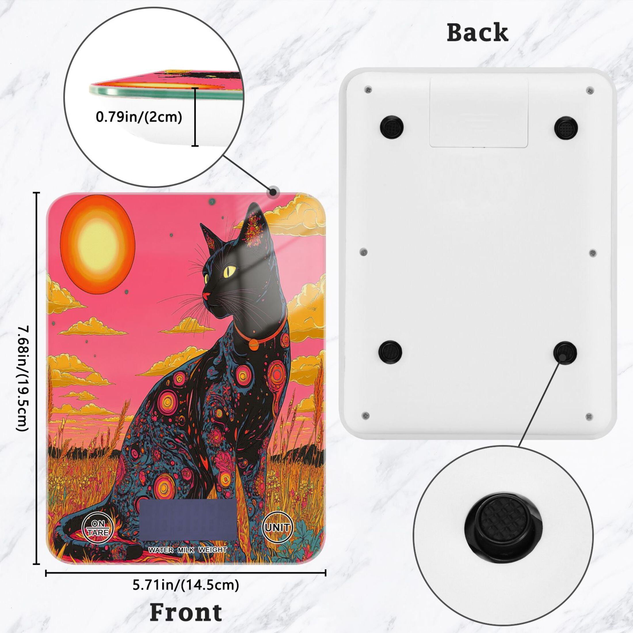 BZSMCE Digital Food Scale Kitchen Scales Creatively Cosmic Cat in Color ...