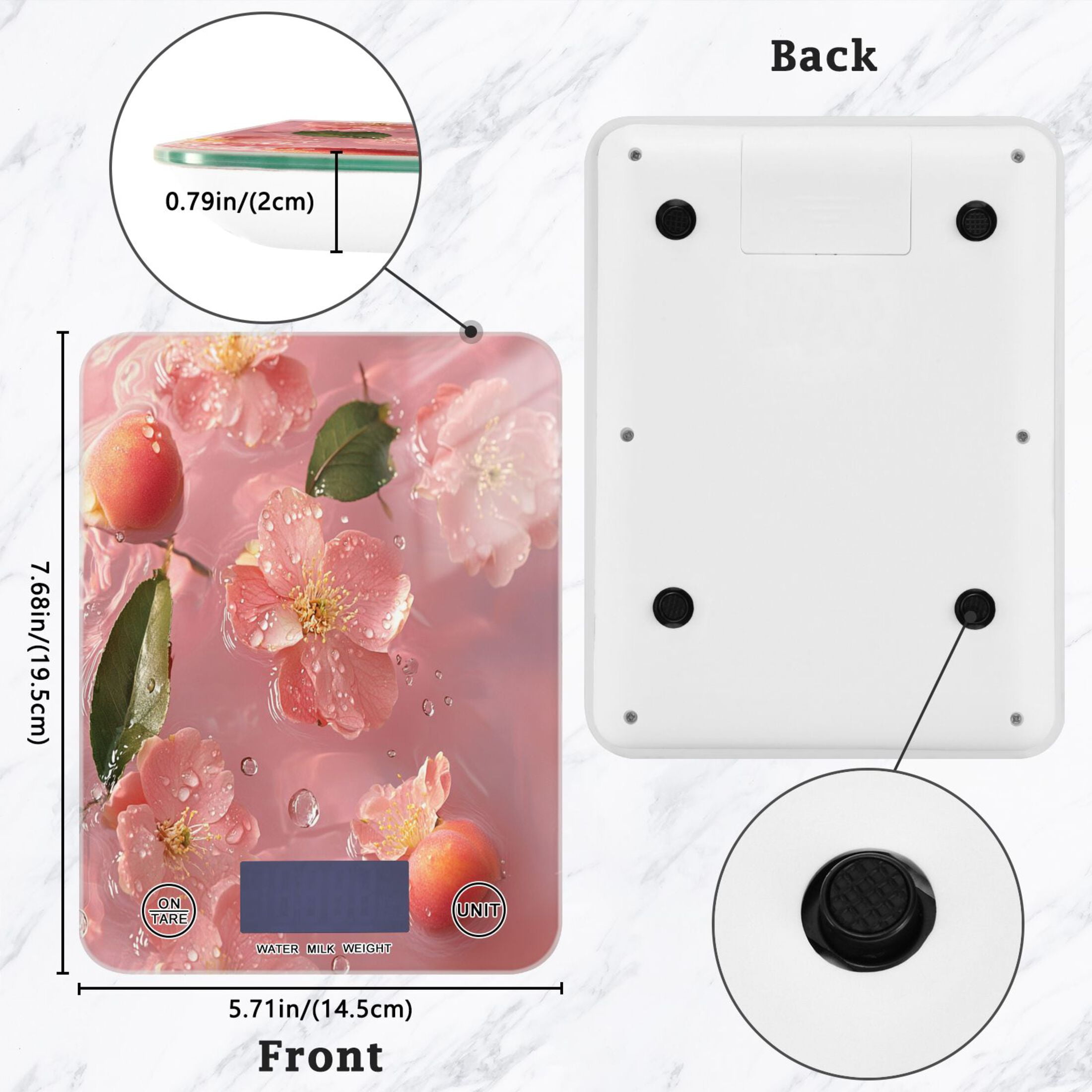 BZSMCE Digital Food Scale Kitchen Scales Creatively Floral Water Dance ...