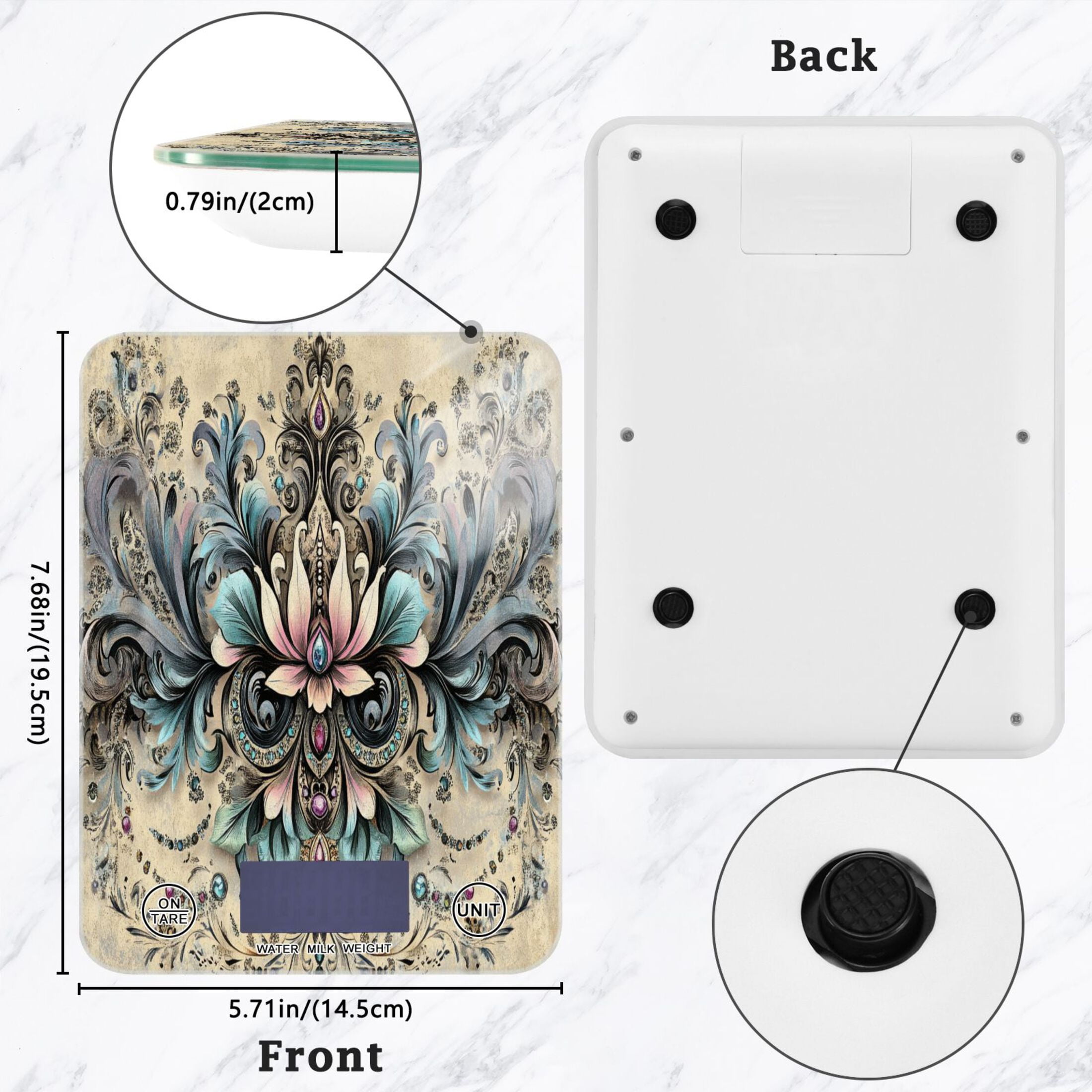 BZSMCE Digital Food Scale Kitchen Scales Creatively Floral and Jewel ...