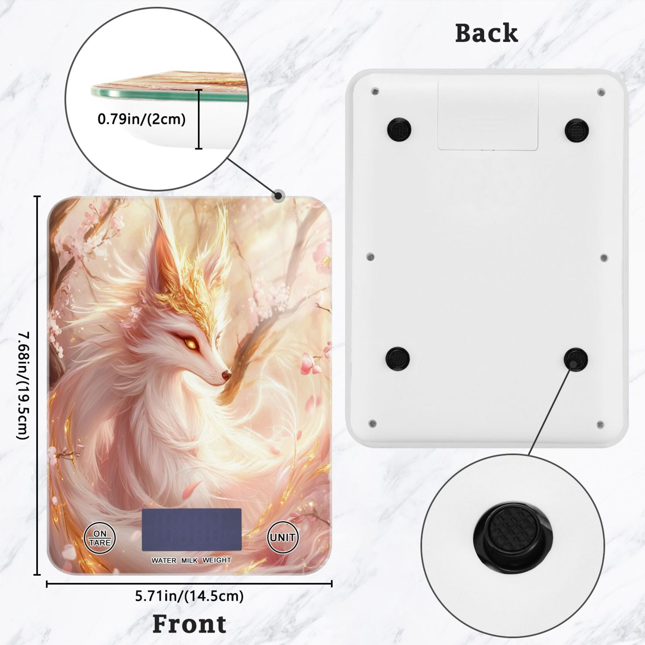 BZSMCE Digital Food Scale Kitchen Scales Creatively Fox with Golden ...