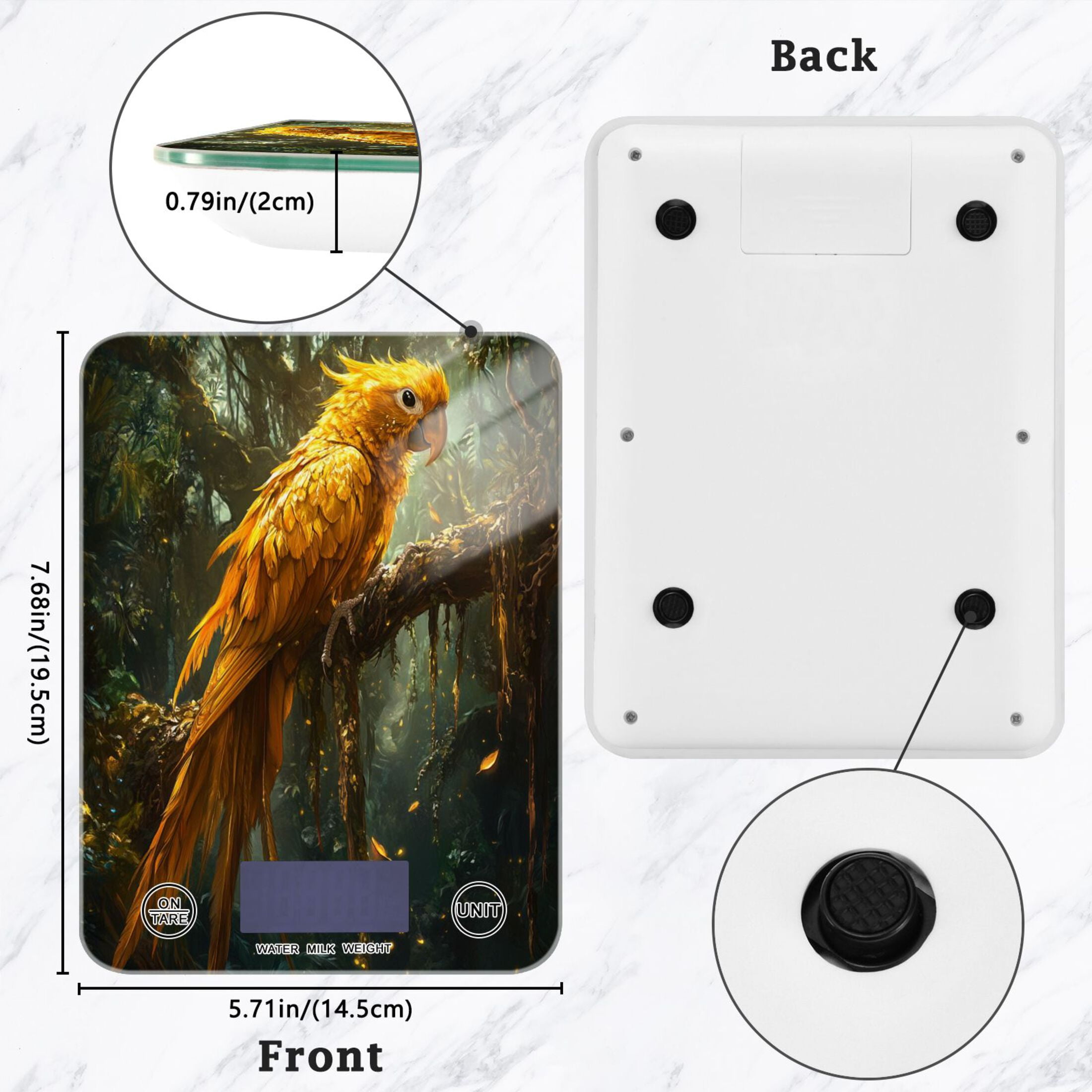 BZSMCE Digital Food Scale Kitchen Scales Creatively Golden Feathered ...