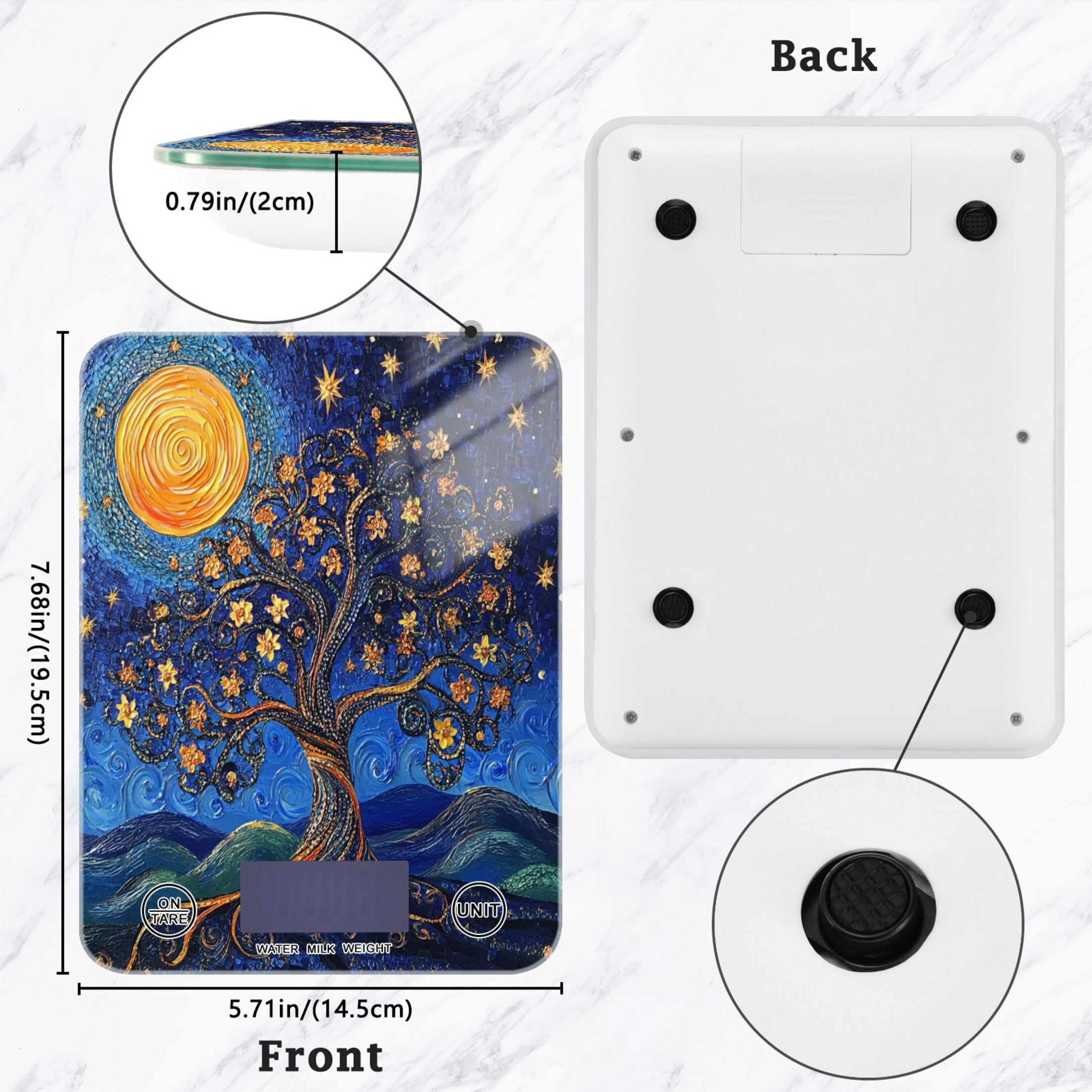 BZSMCE Digital Food Scale Kitchen Scales Creatively Moonlit Blossoms ...
