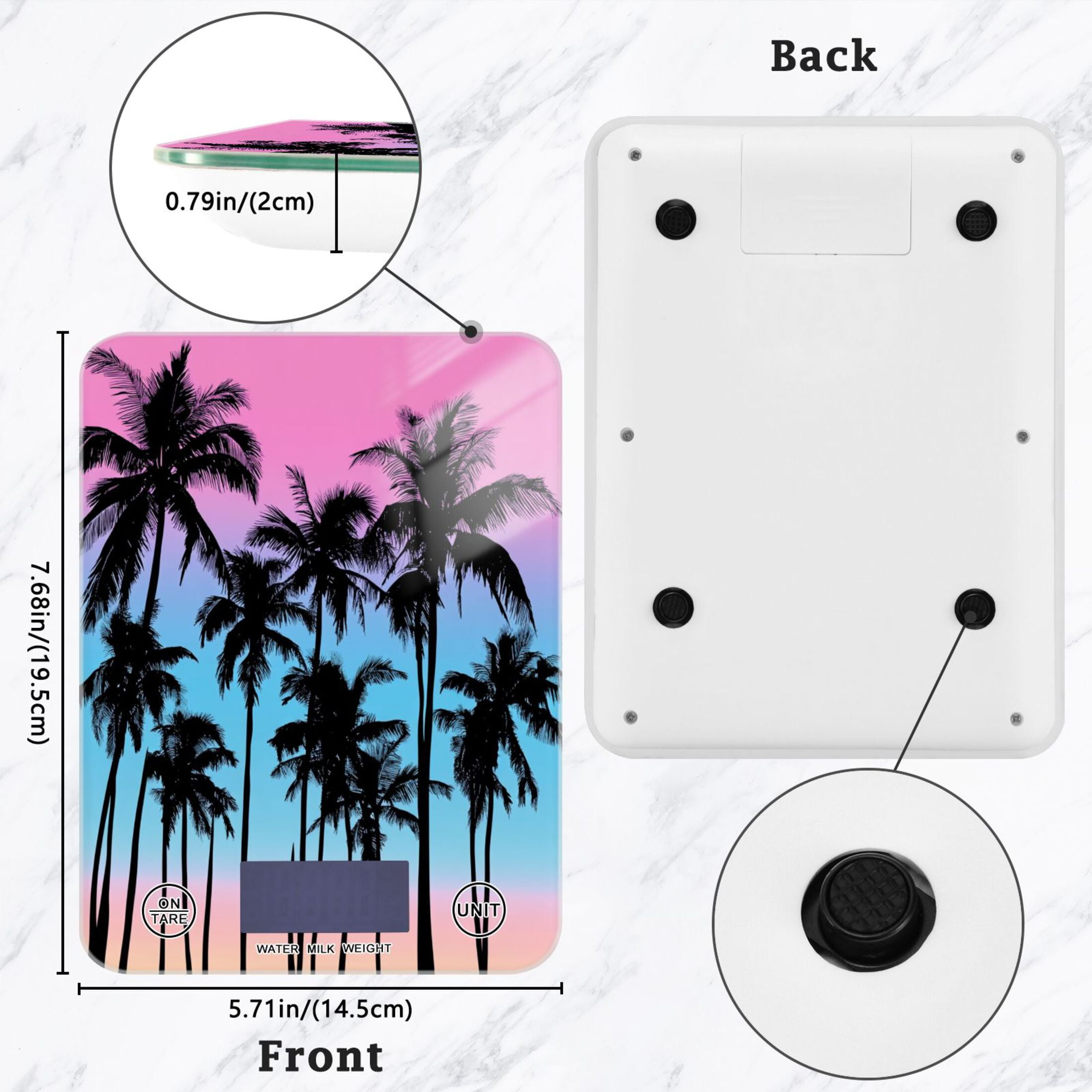 BZSMCE Digital Food Scale Kitchen Scales Creatively Pastel Paradise ...