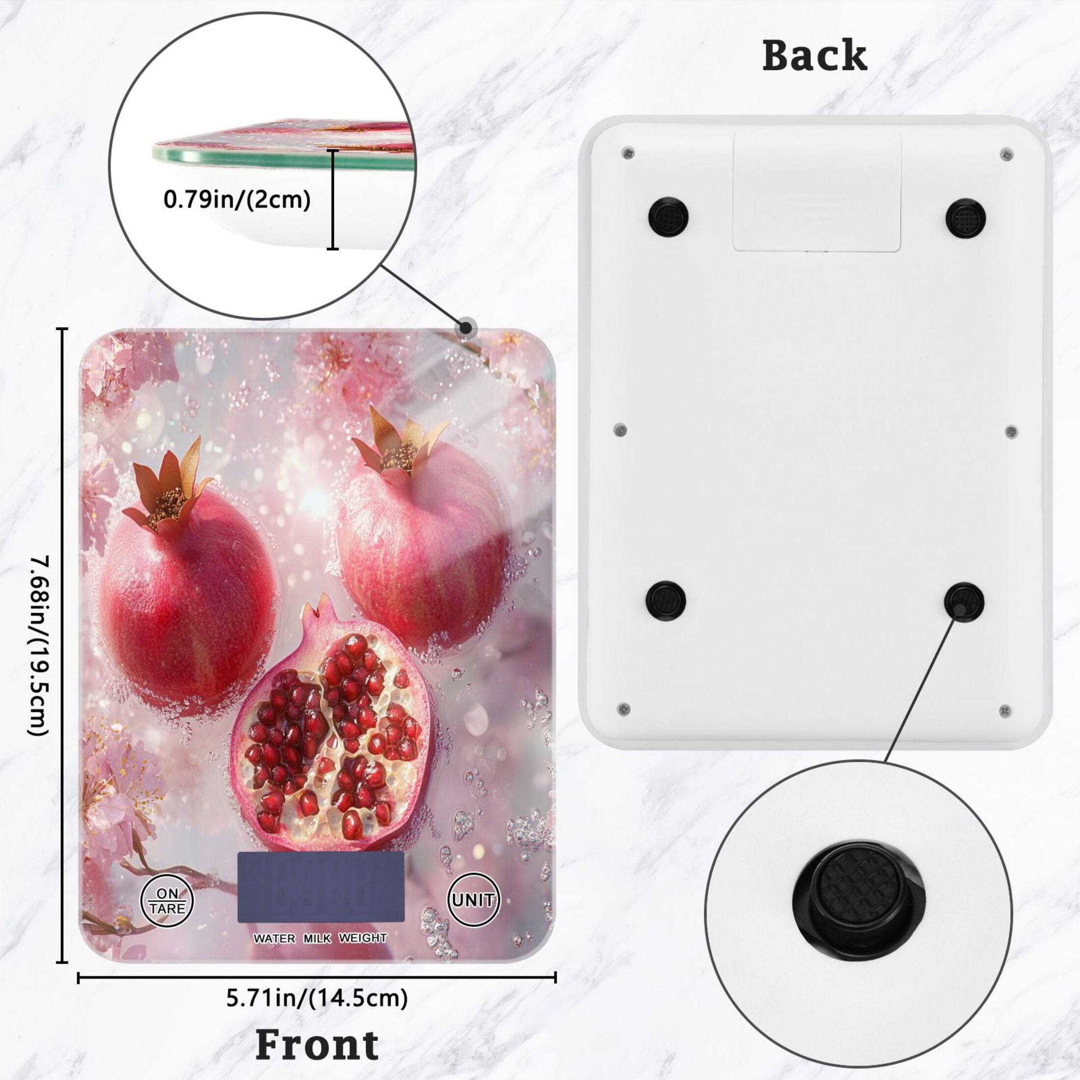 BZSMCE Digital Food Scale Kitchen Scales Creatively Pomegranate Dreams ...