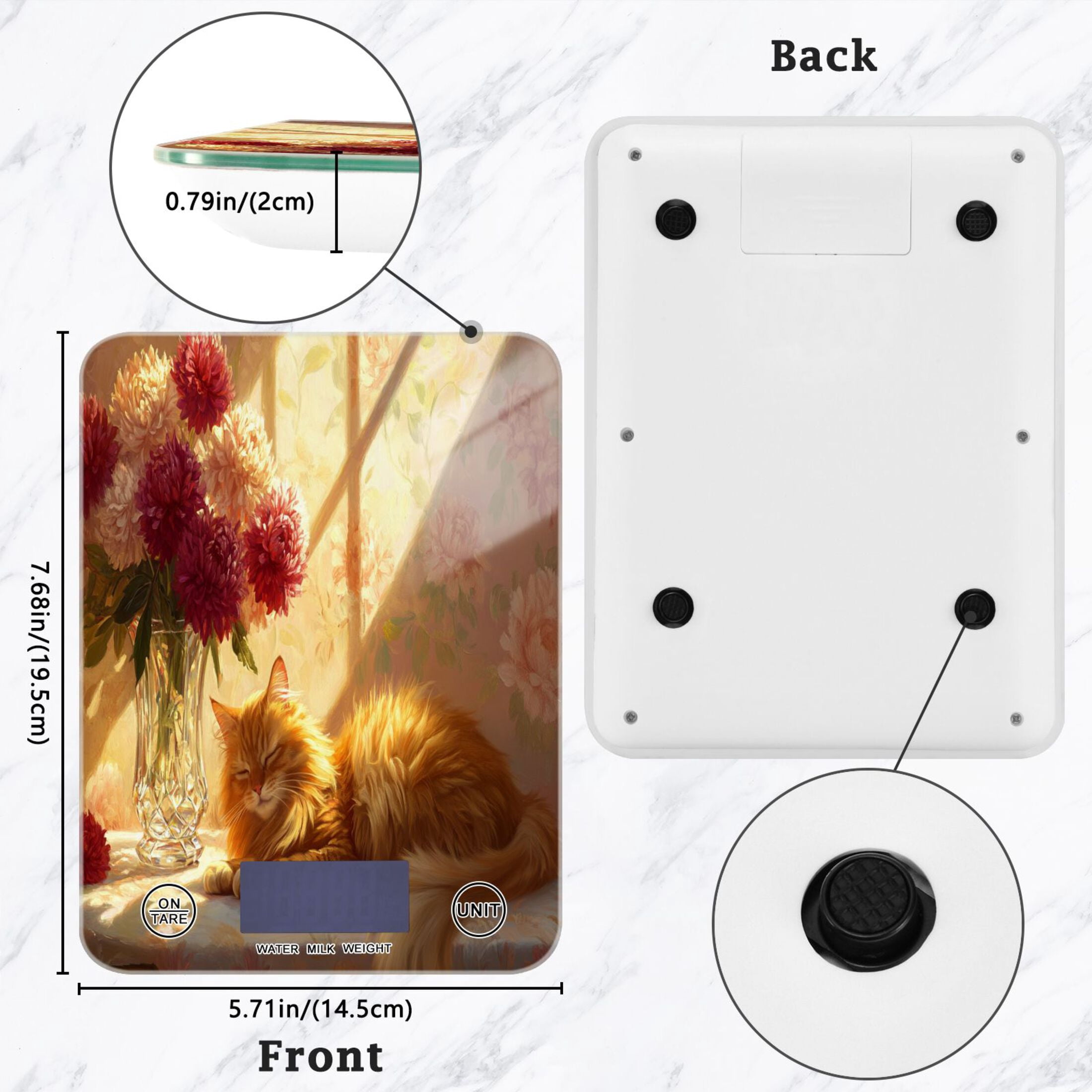 BZSMCE Digital Food Scale Kitchen Scales Creatively Sleeping Cat ...