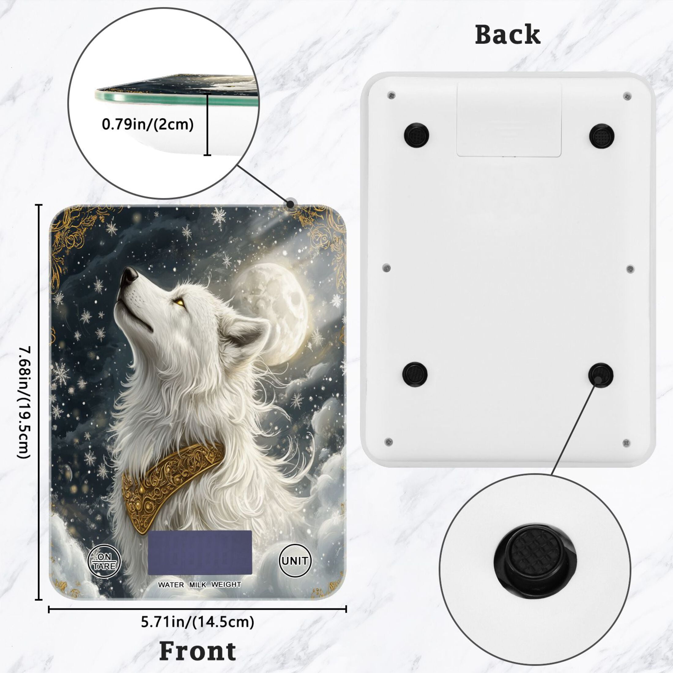 BZSMCE Digital Food Scale Kitchen Scales Creatively Snowy Wolf in ...