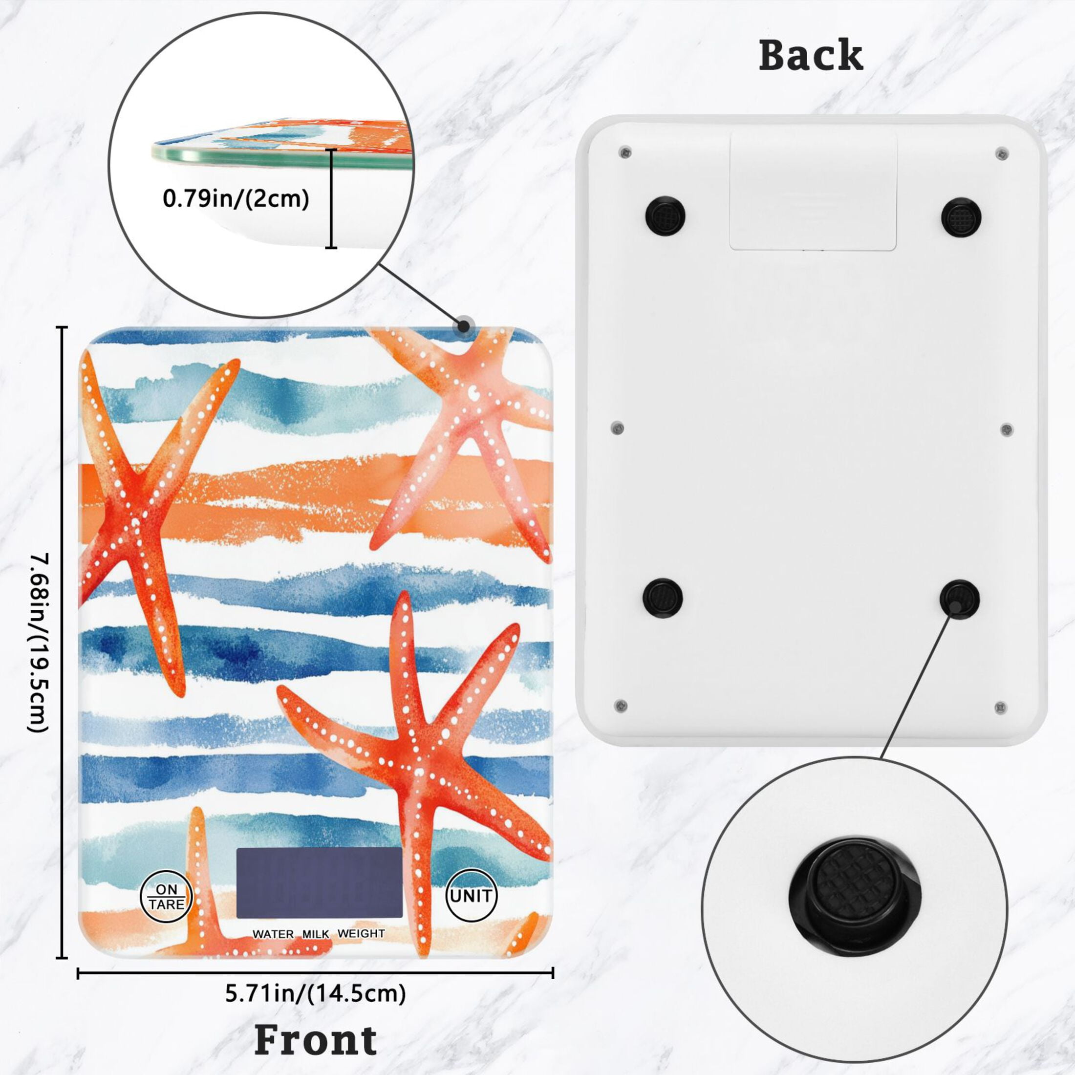 BZSMCE Digital Food Scale Kitchen Scales Creatively Starfish Serenade ...