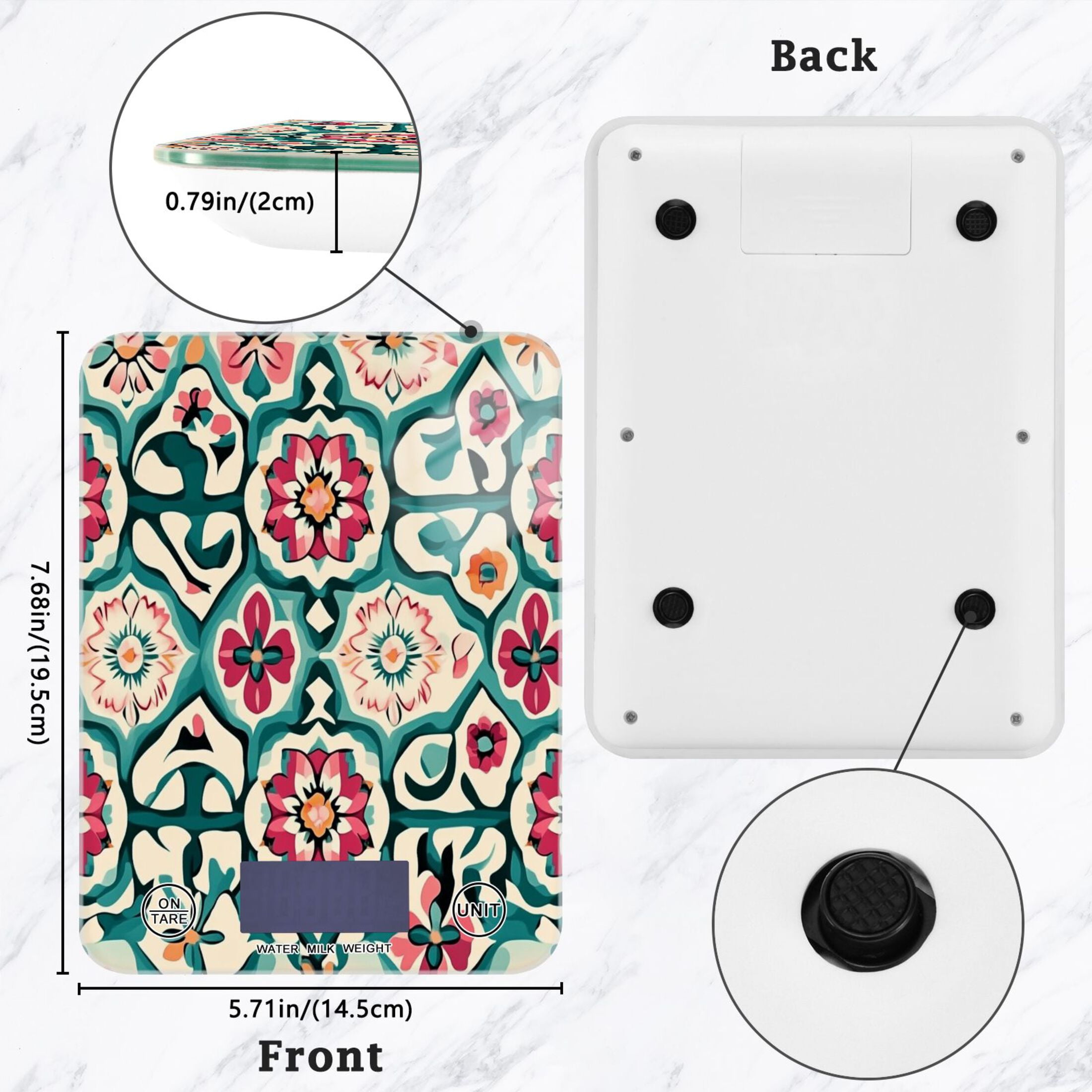 BZSMCE Digital Food Scale Kitchen Scales Creatively Vibrant Floral ...