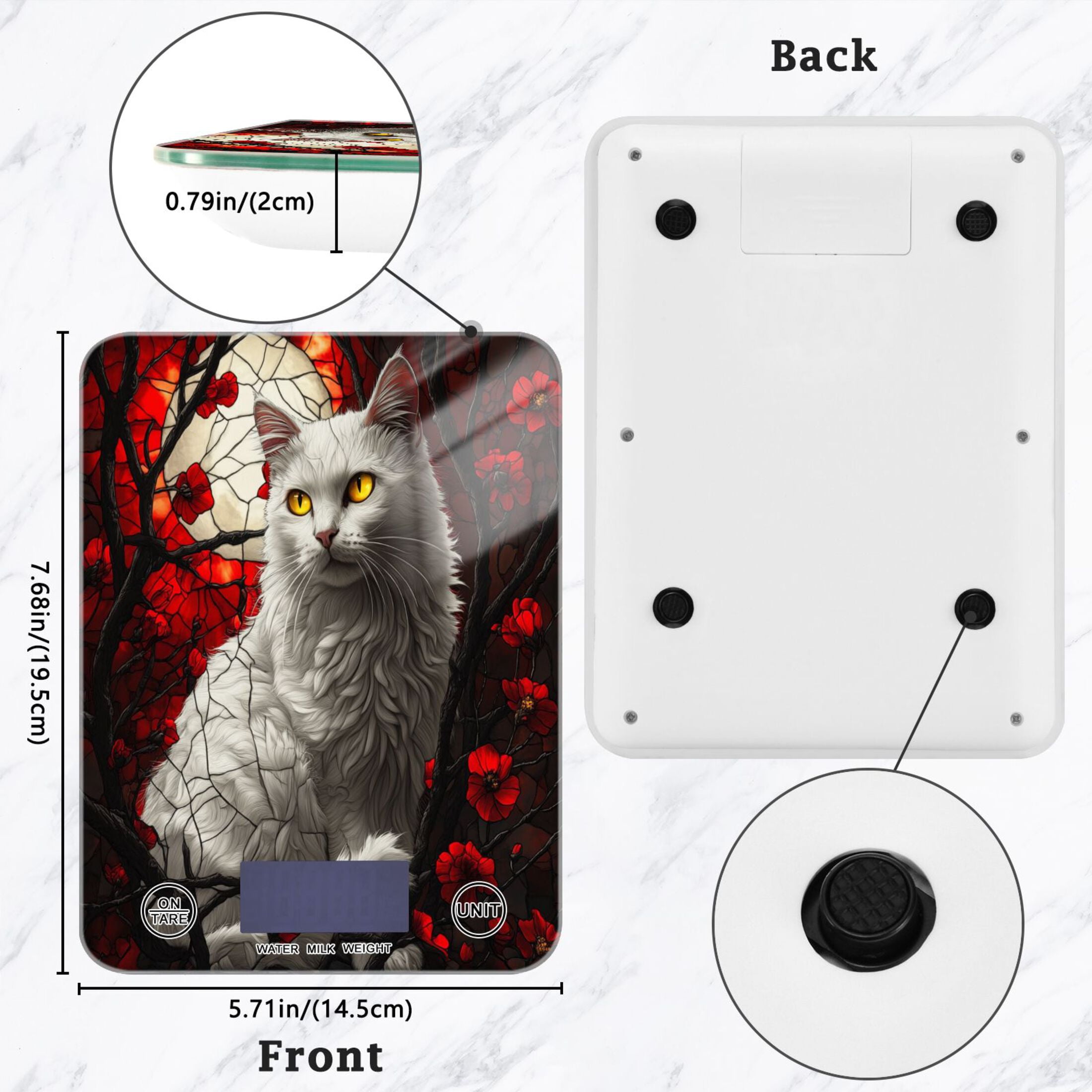 BZSMCE Digital Food Scale Kitchen Scales Creatively White Cat Red ...