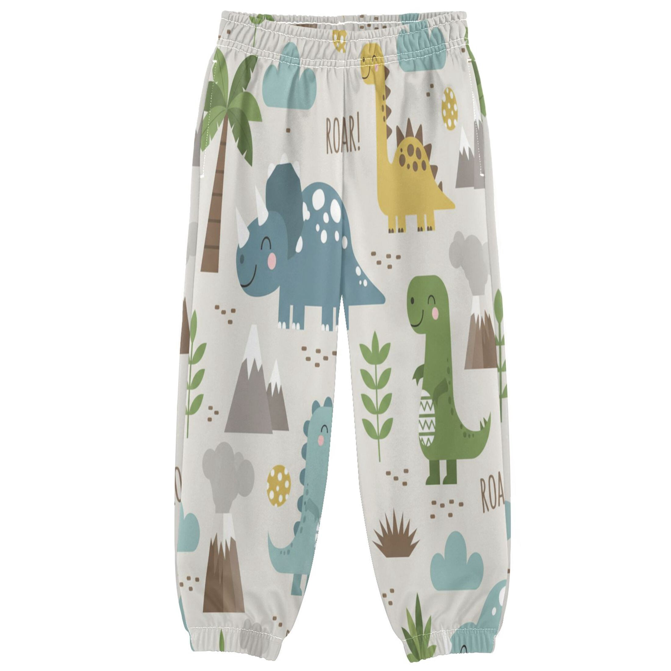 BZSMCE Dino Print Elastic Waist Jogger Pants Lightweight Wind Resistant ...