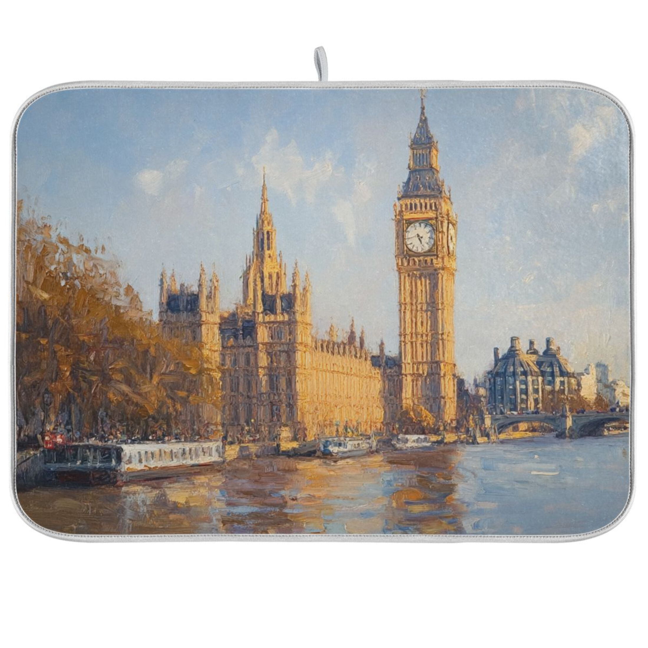 BZSMCE Dish Drying Mat Autumn View Of Big Ben Pattern Design Drying ...