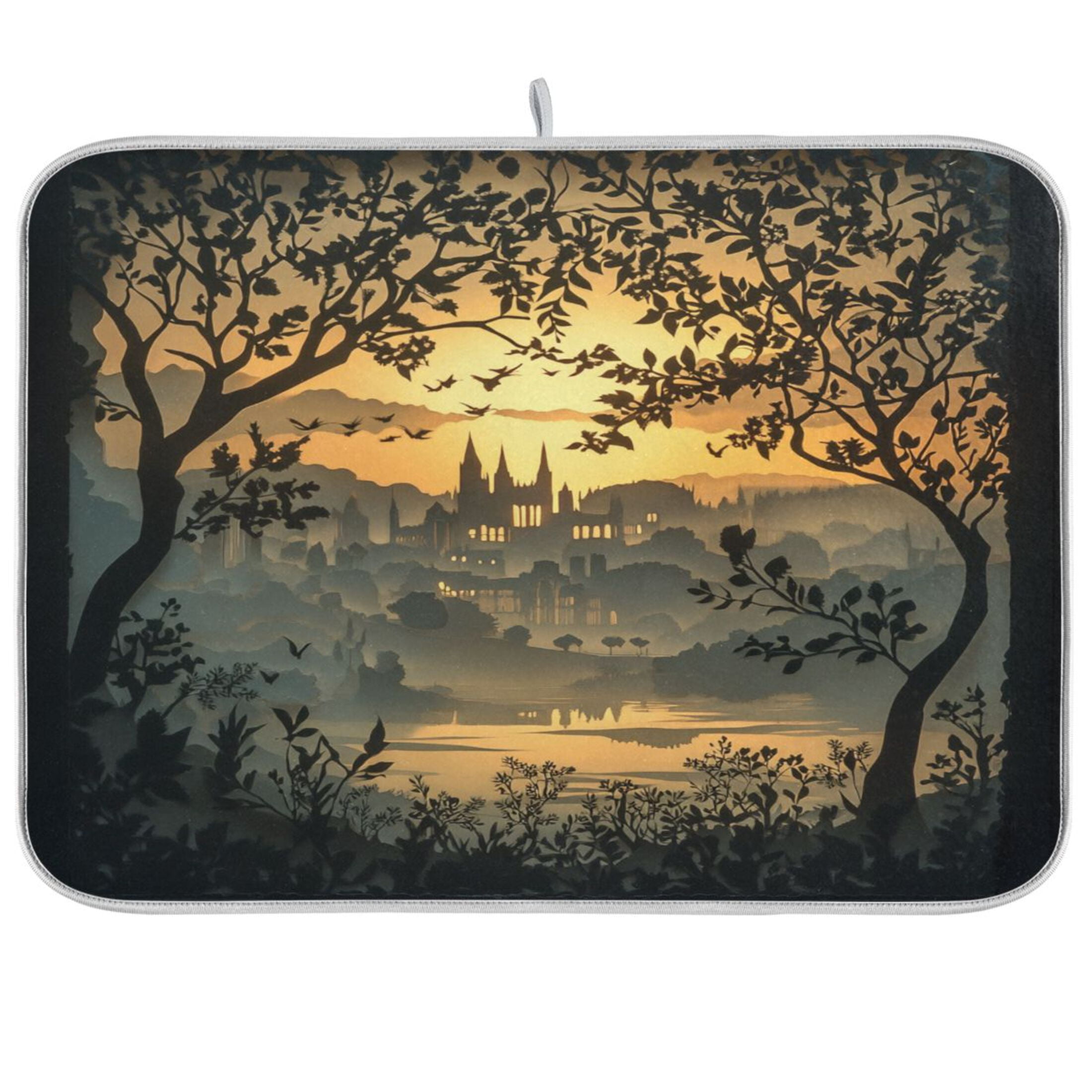 BZSMCE Dish Drying Mat Castle in The Forest Design Drying Mats ...