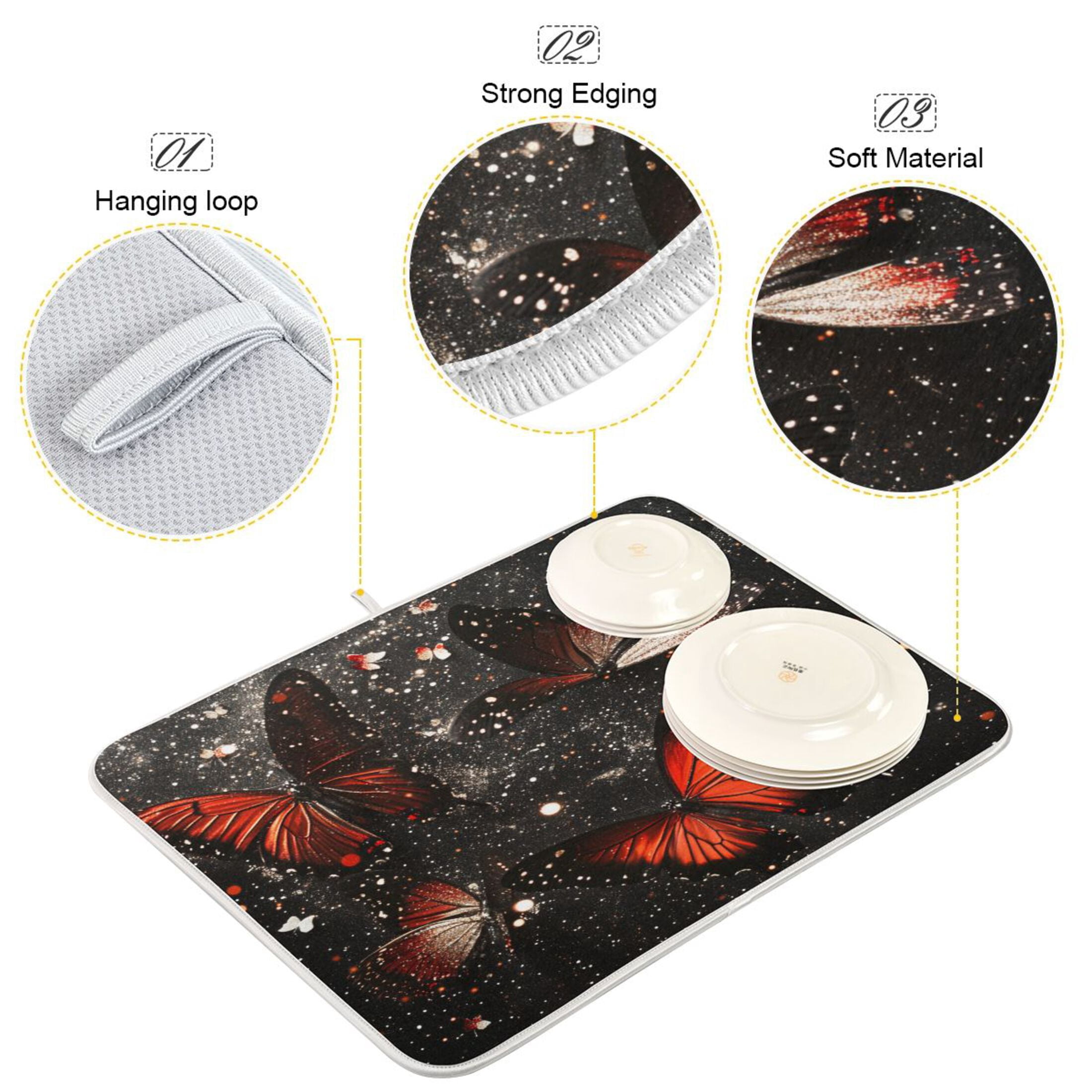 BZSMCE Dish Drying Mat Cosmic Flight Pattern Design Drying Mats ...