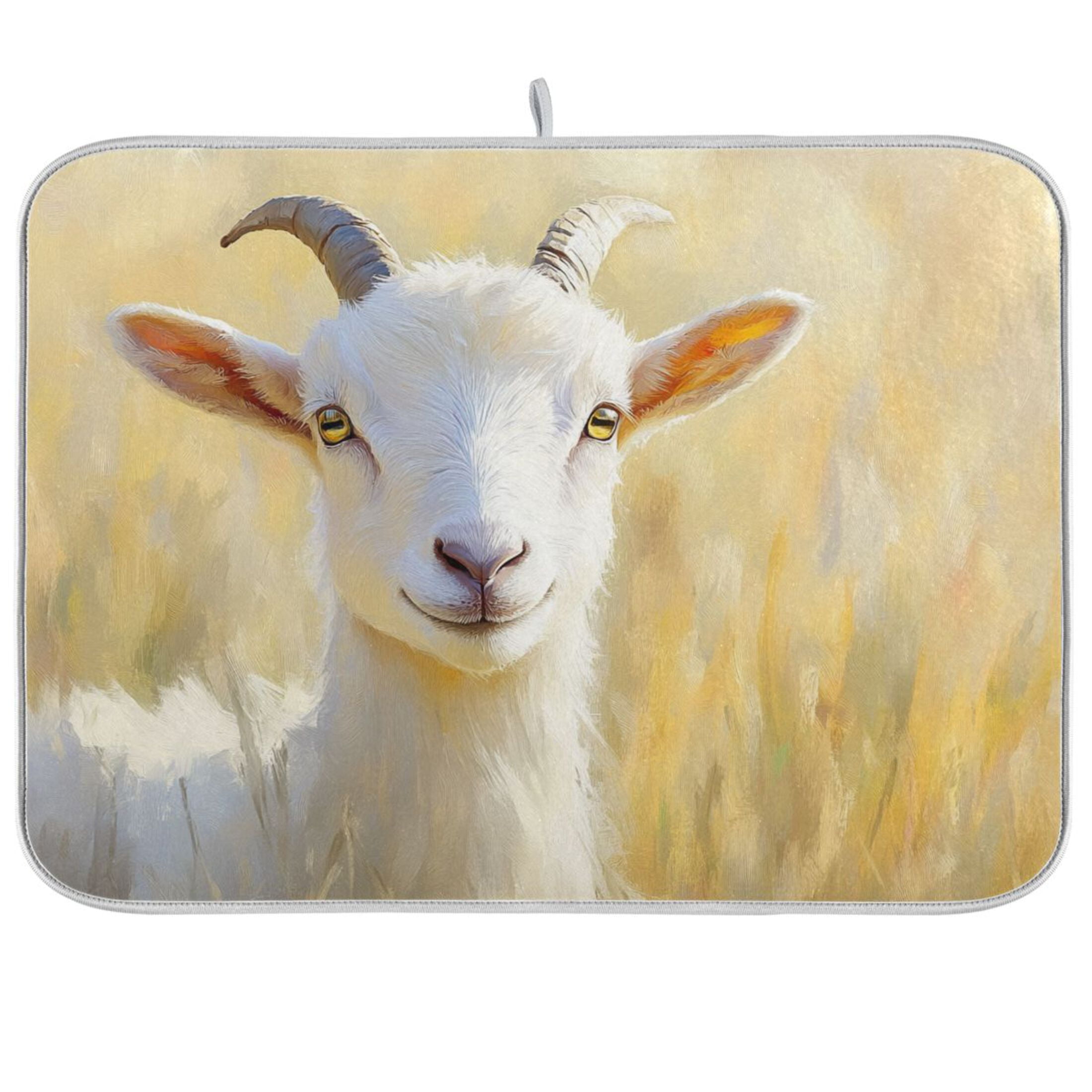 BZSMCE Dish Drying Mat Design Cute White Goat Painting Design Drying ...