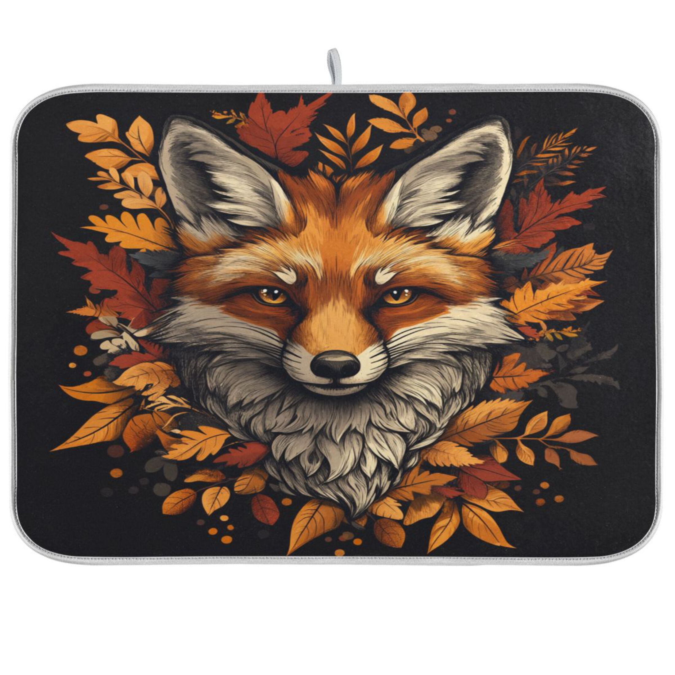 BZSMCE Dish Drying Mat Design Fox Head Pattern Design Drying Mats ...