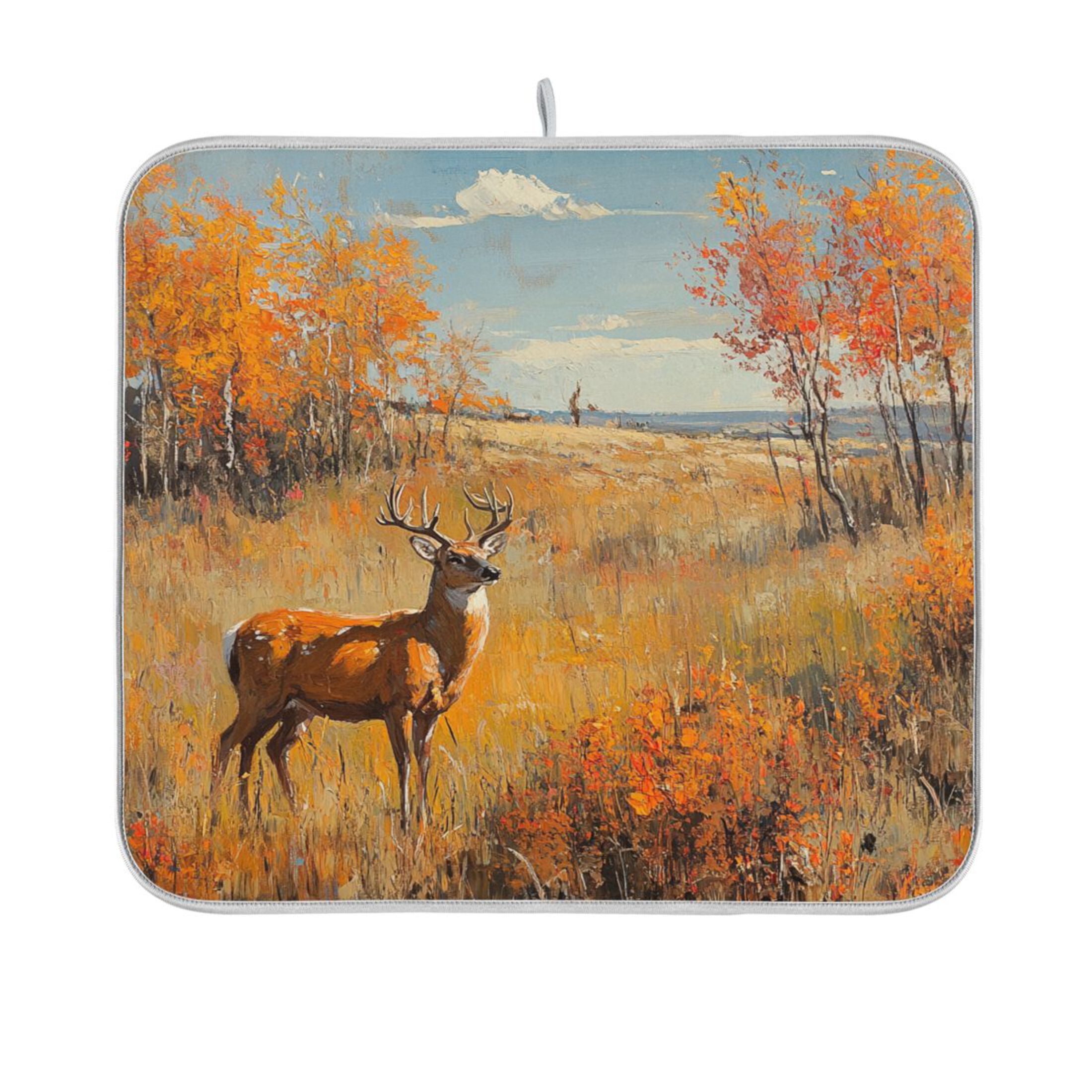 BZSMCE Dish Drying Mat Mule Deer Cross The Forest Design Drying Mats ...