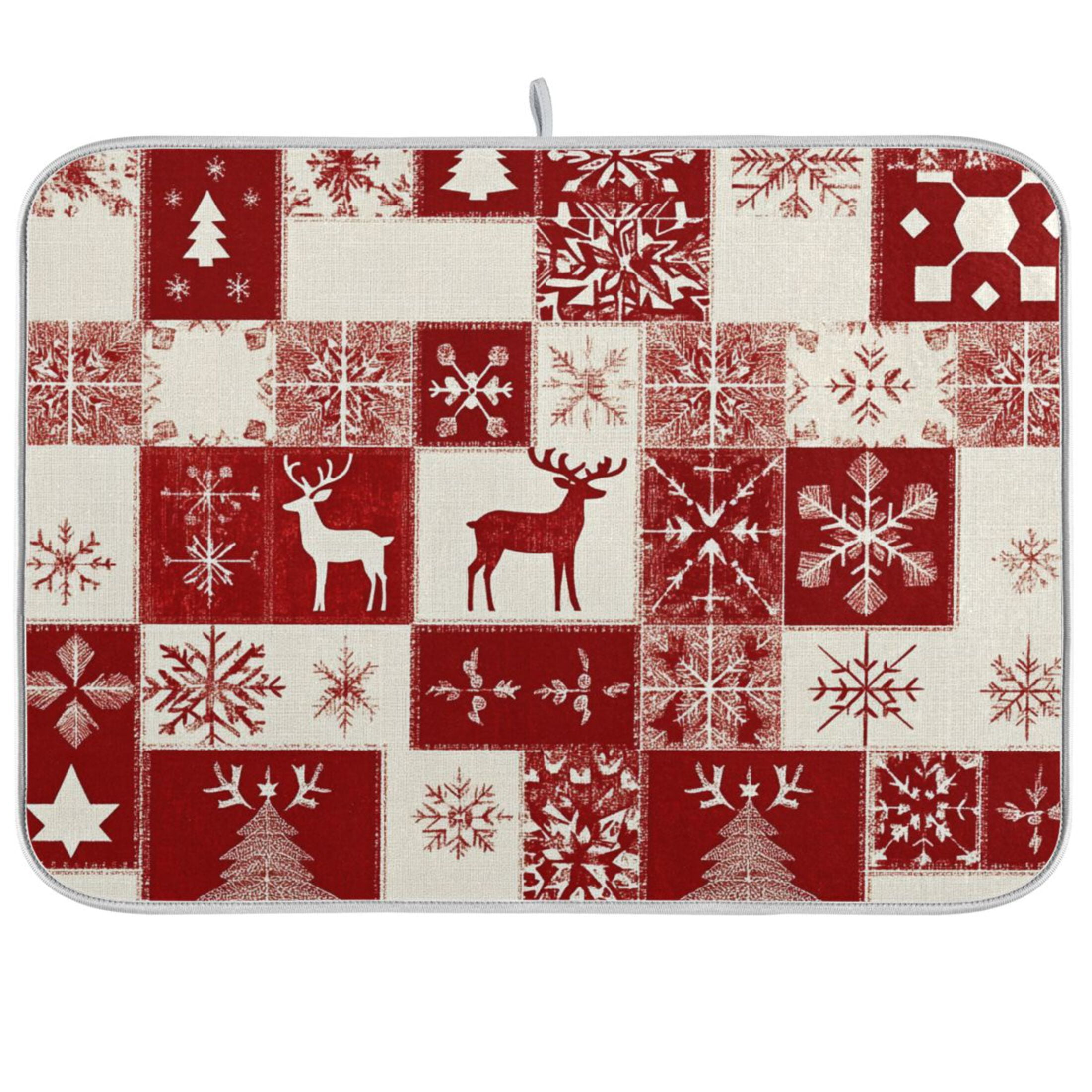 BZSMCE Dish Drying Mat Red Christmas Printing Design Drying Mats ...